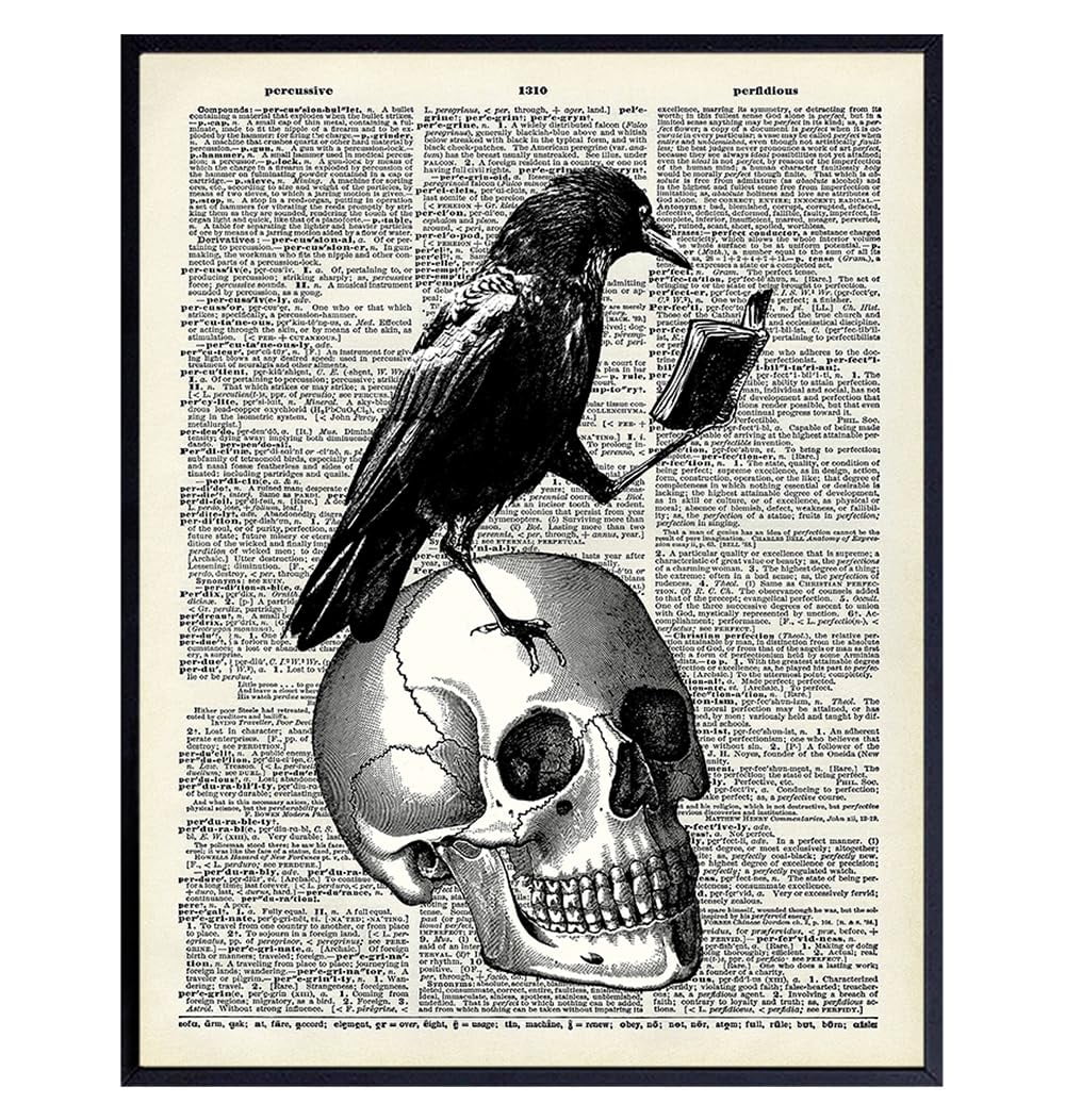 AEFER Edgar Allan Poe The Raven Gothic art 11x14 - Vintage Skull Home ...