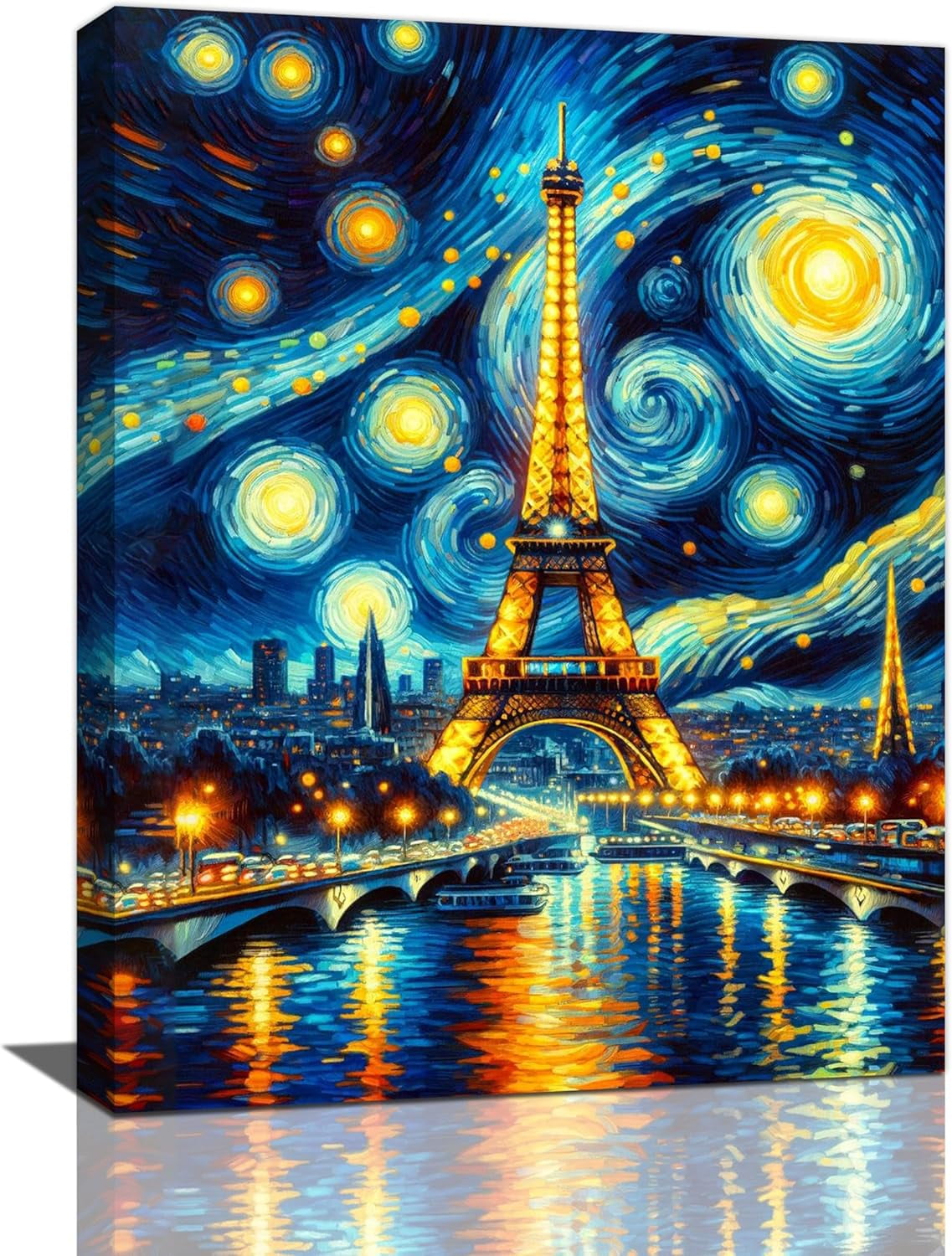 AEFER Eiffel Tower Wall Art Starry Night Paris Pictures Wall Decor Abstract Eiffel Tower Canvas ...