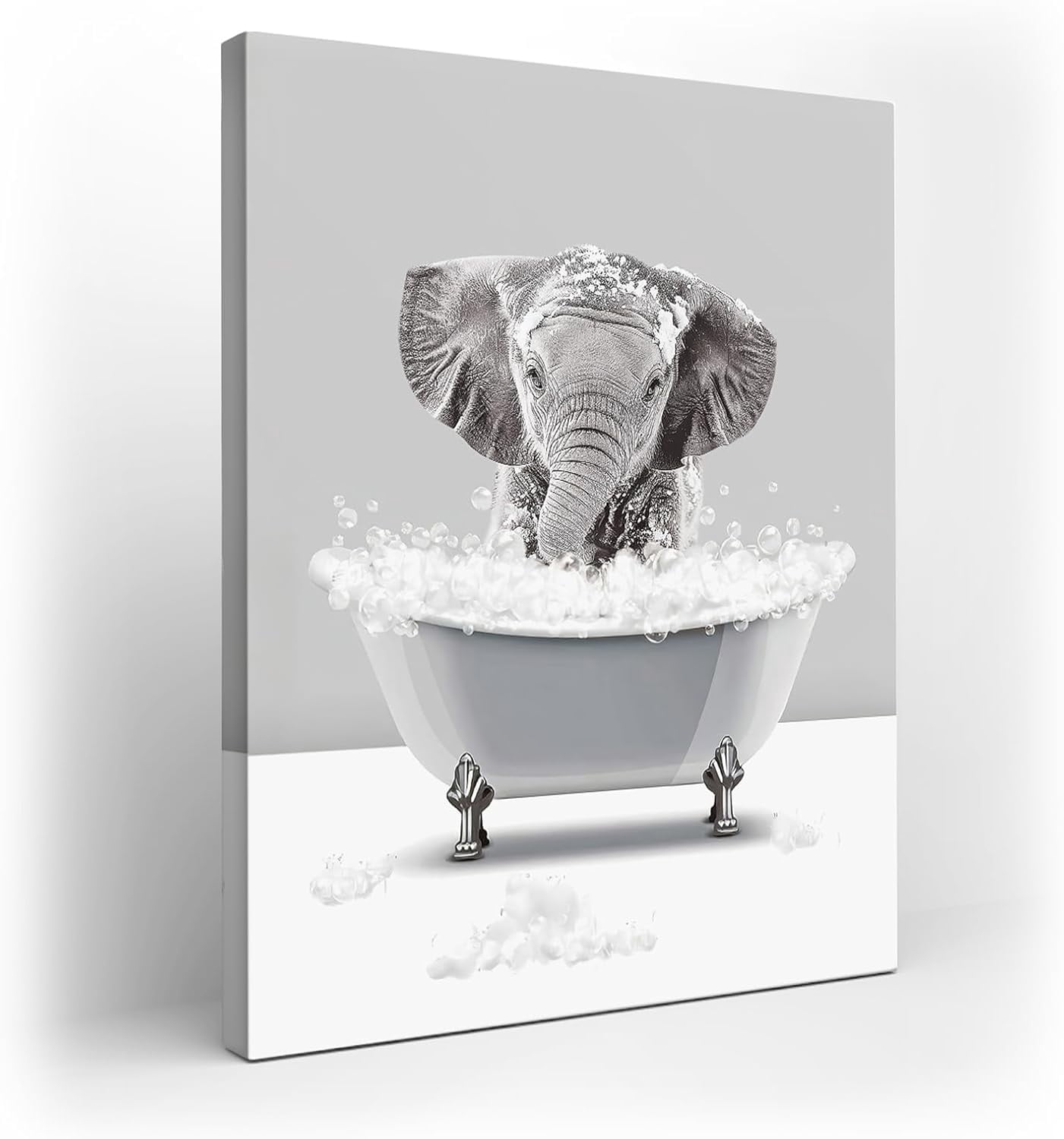 AEFER Elephant Bathroom Decor Canvas Wall Art Black and White Elephant ...