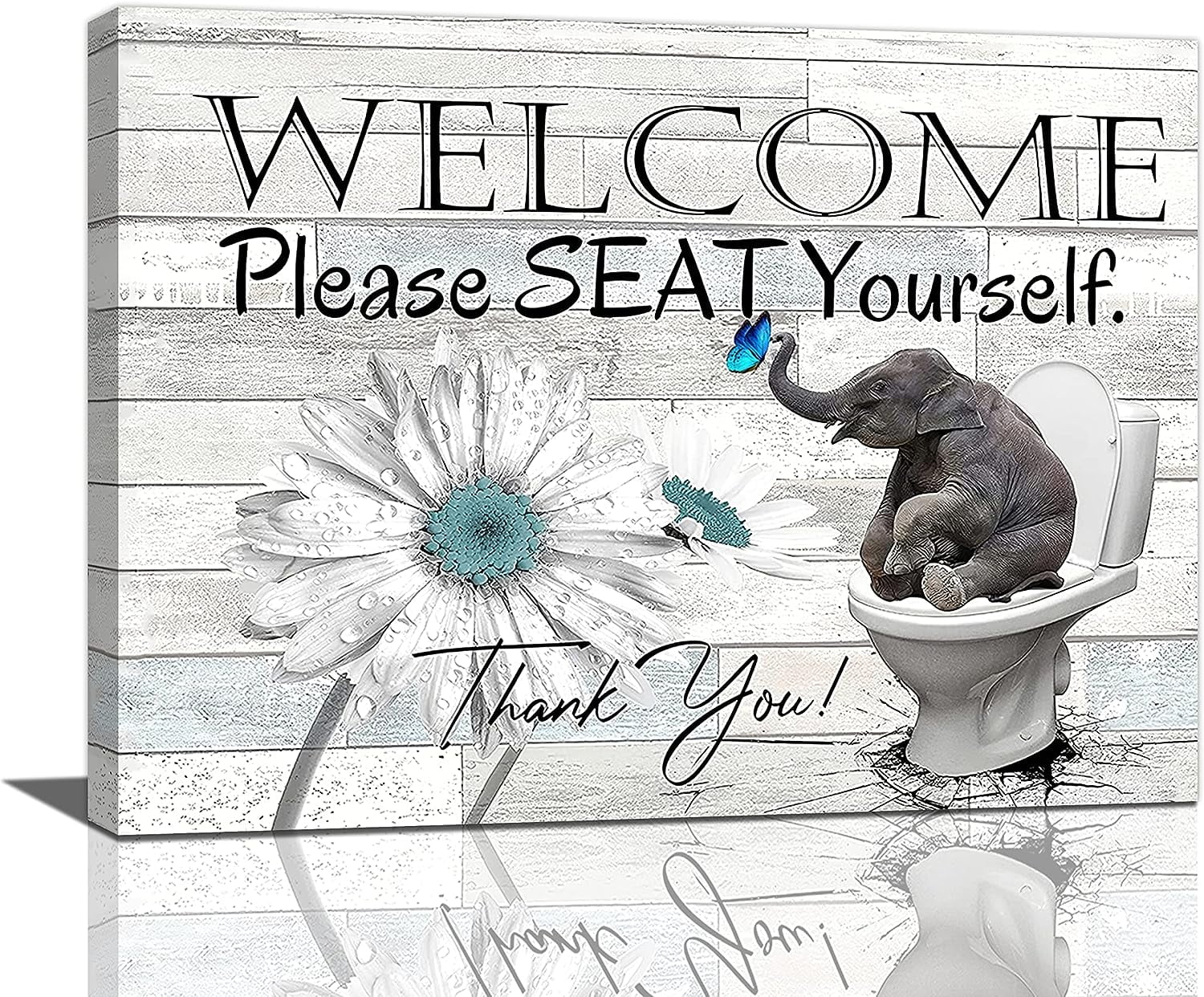 AEFER Elephant Bathroom Pictures for Wall Art Canvas Elephant with ...