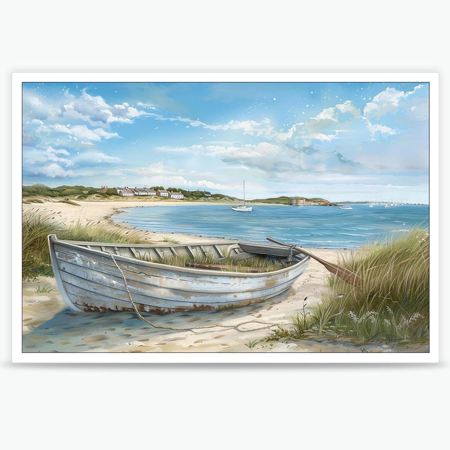 AEFER Extra Original Boat Paint Poster Old Boat On The Beach ...