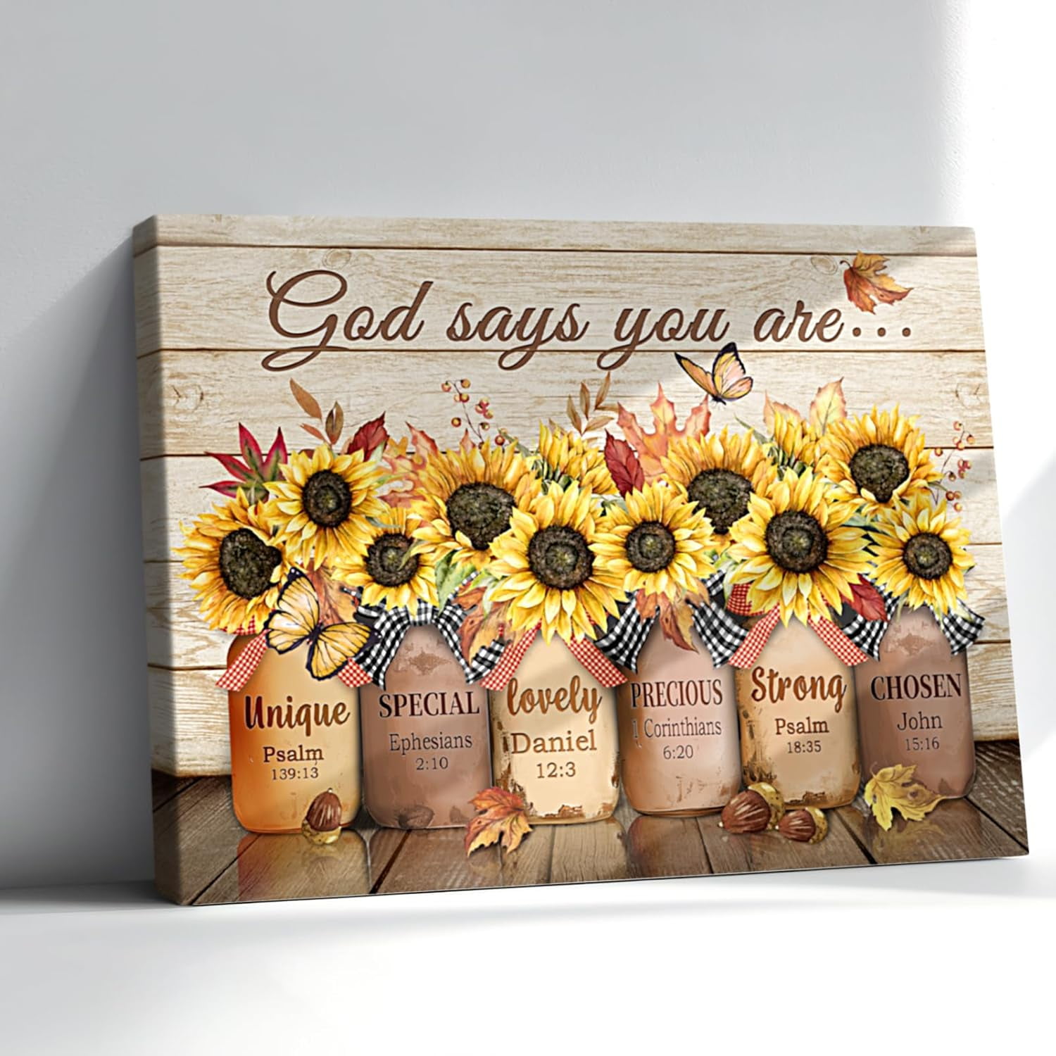 AEFER Fall Wall Art Sunflower Canvas Wall Art Maple Leaves Painting ...