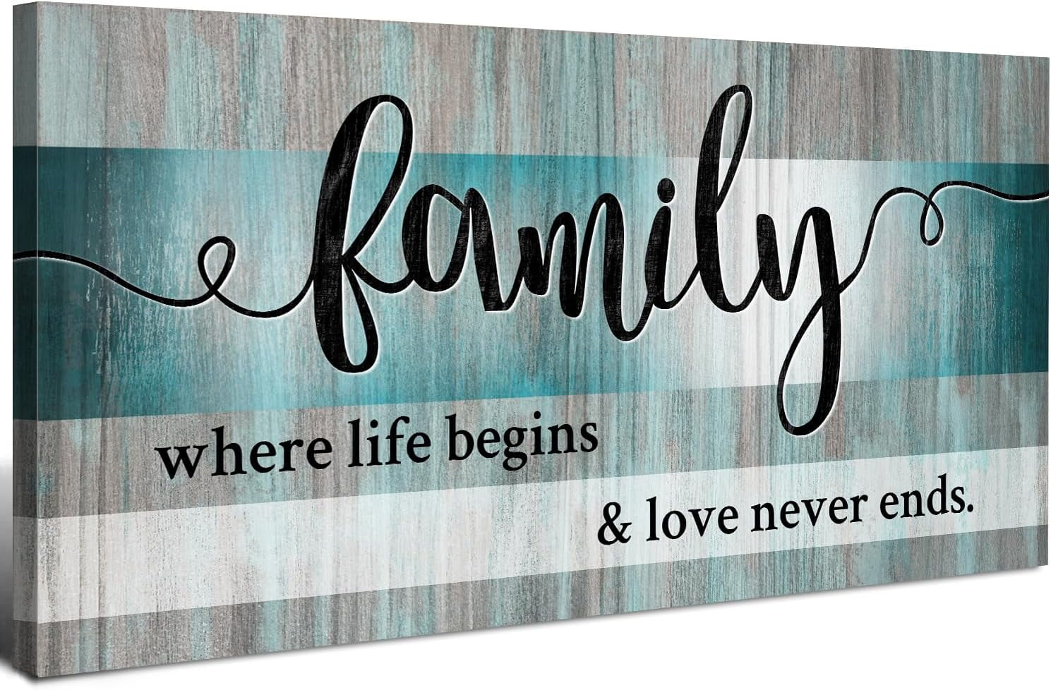 AEFER Family Wall Art Family Signs for Home Decor Wall Teal ...