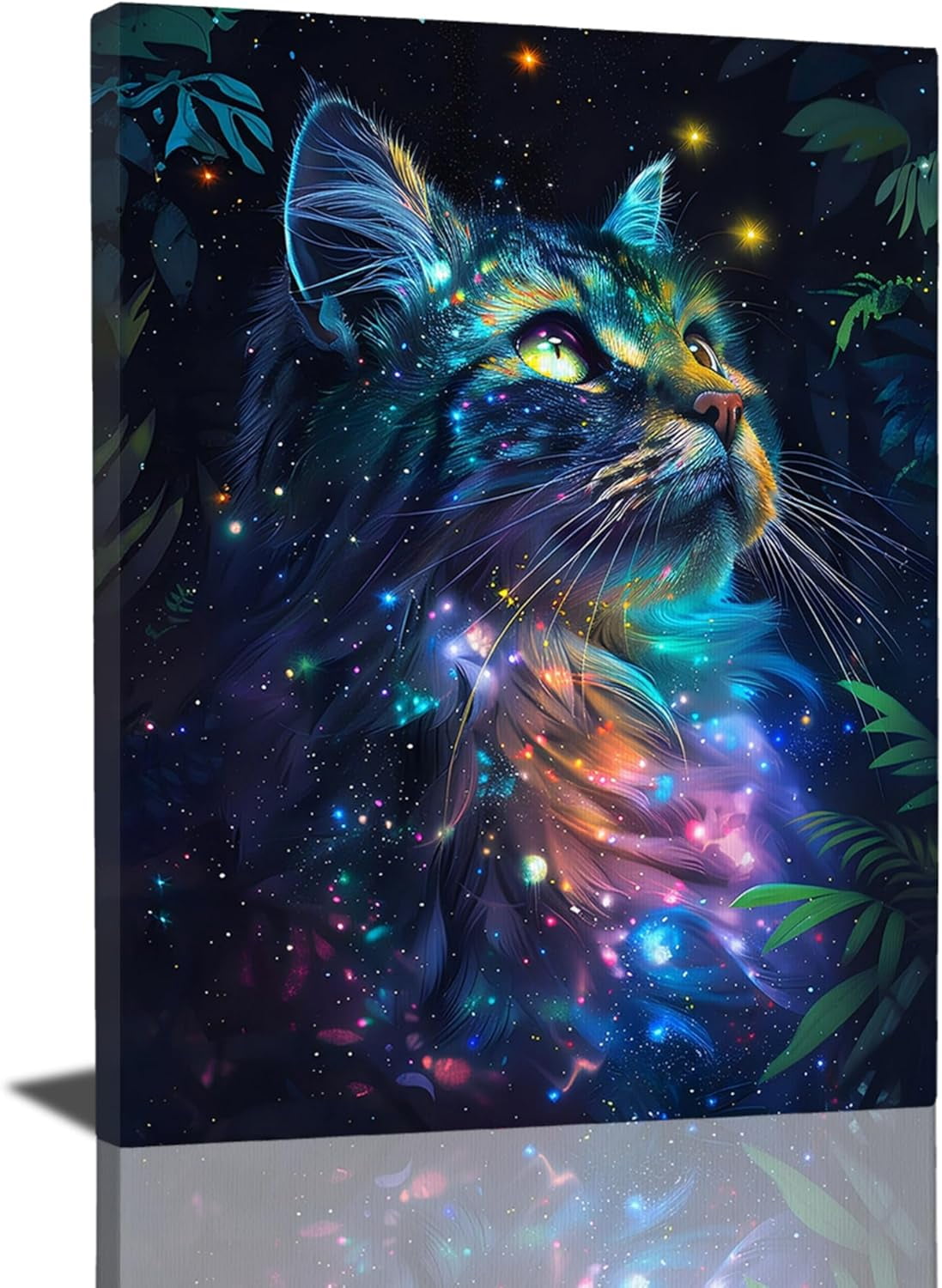 AEFER Fantasy Cat Decor Wall Art Cat Wall Decor Cat Plants Poster Cat ...