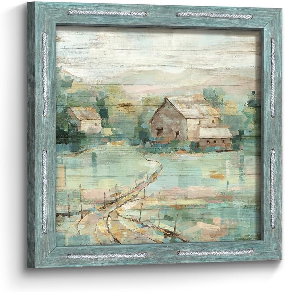 AEFER Farm Framed Wooden Wall Art: Rustic Barn Picture Country Rural ...
