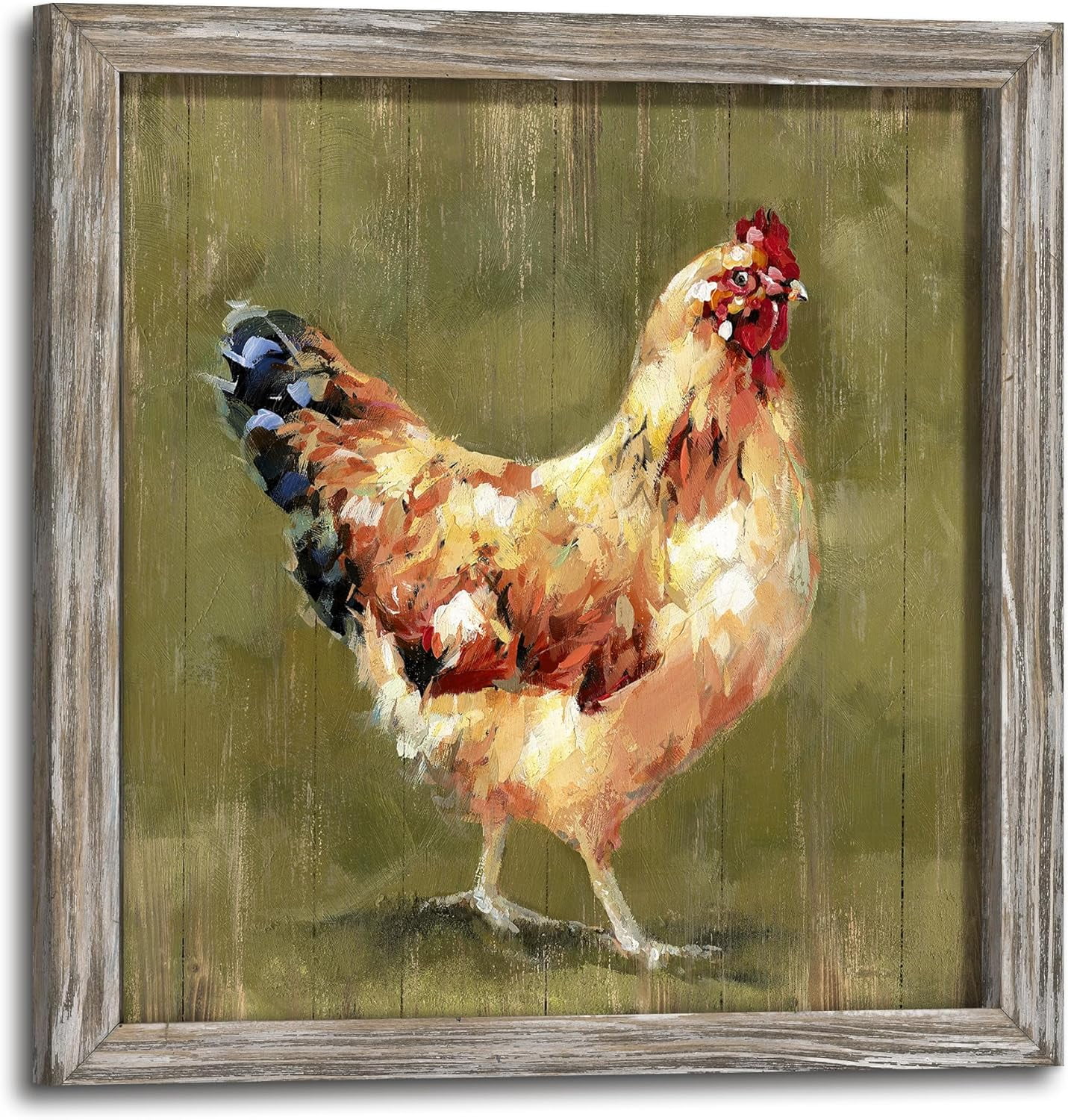 AEFER Farm Rustic Wall Art Decor: Farmhouse Chicken Unframed Wood ...