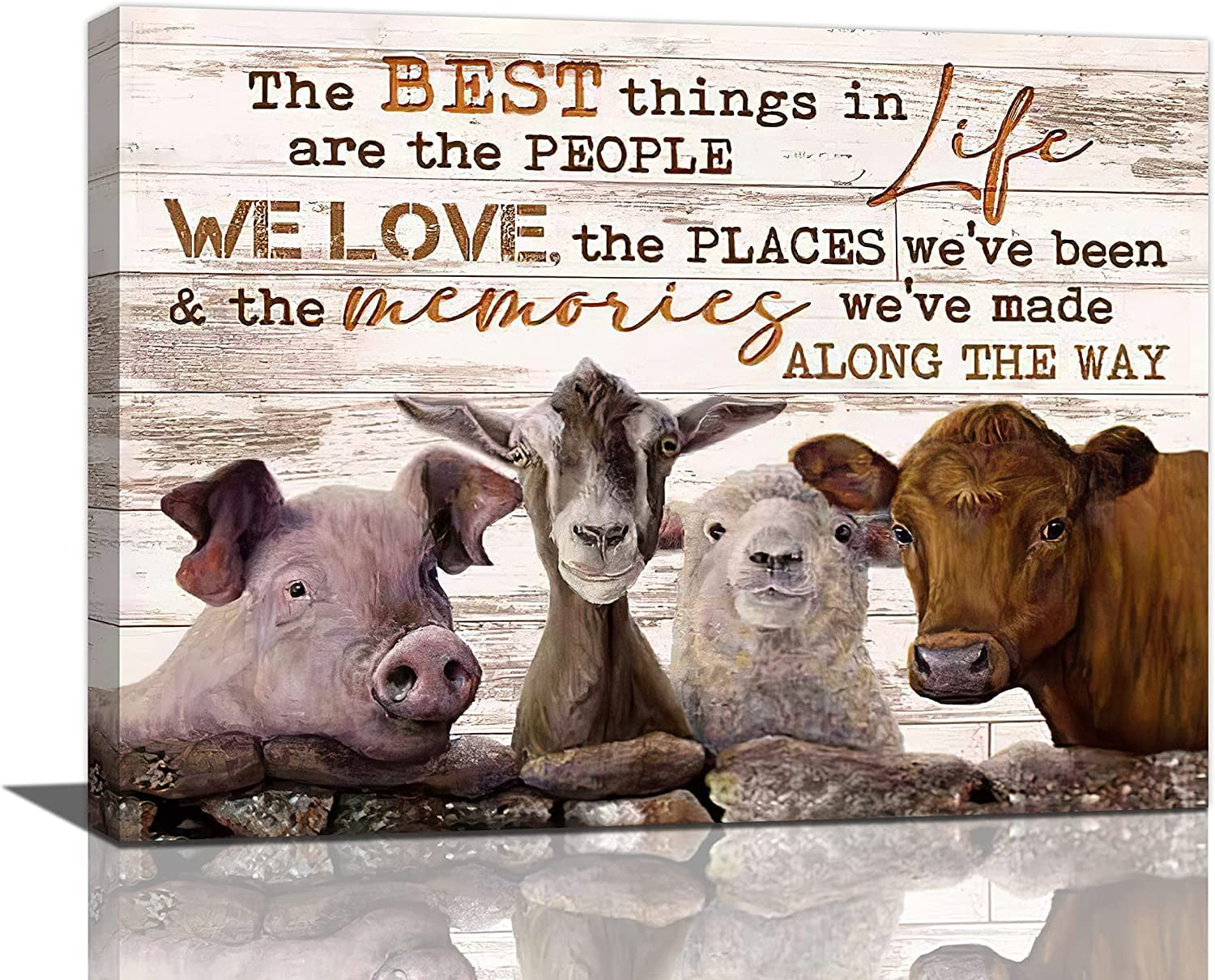 AEFER Farmhouse Animal Wall Art Rustic Pig Cow Canvas Prints Painting ...