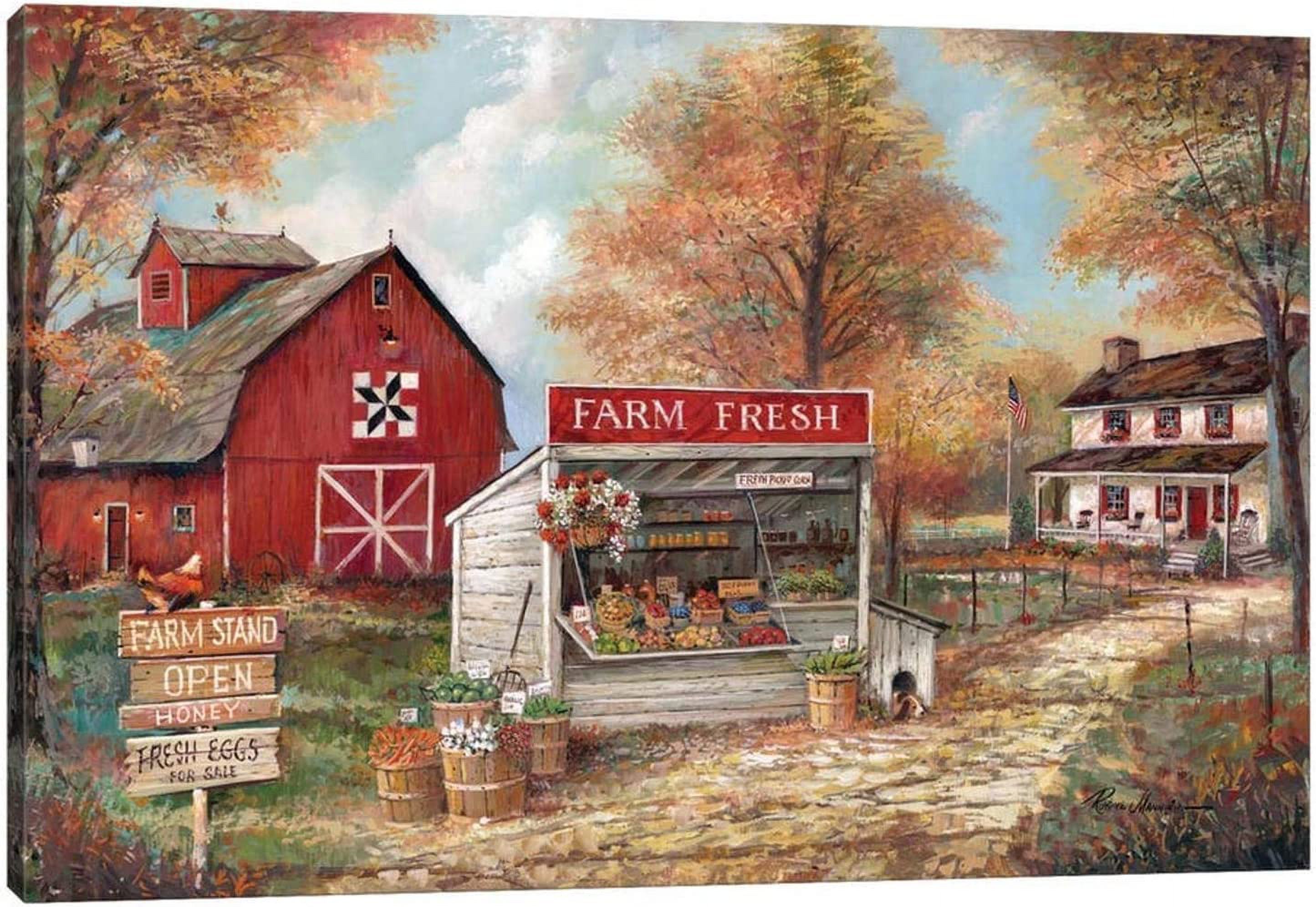 AEFER Farmhouse Barn Canvas Wall Art - Vintage Truck and Barn Canvas ...