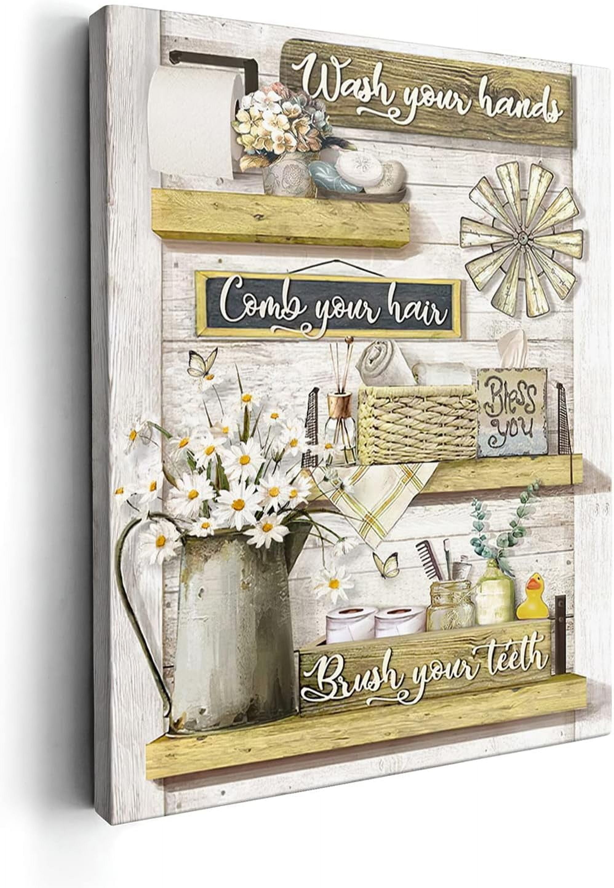 AEFER Farmhouse Bathroom Decor Wall Art Cute Bathroom Sign Poster ...