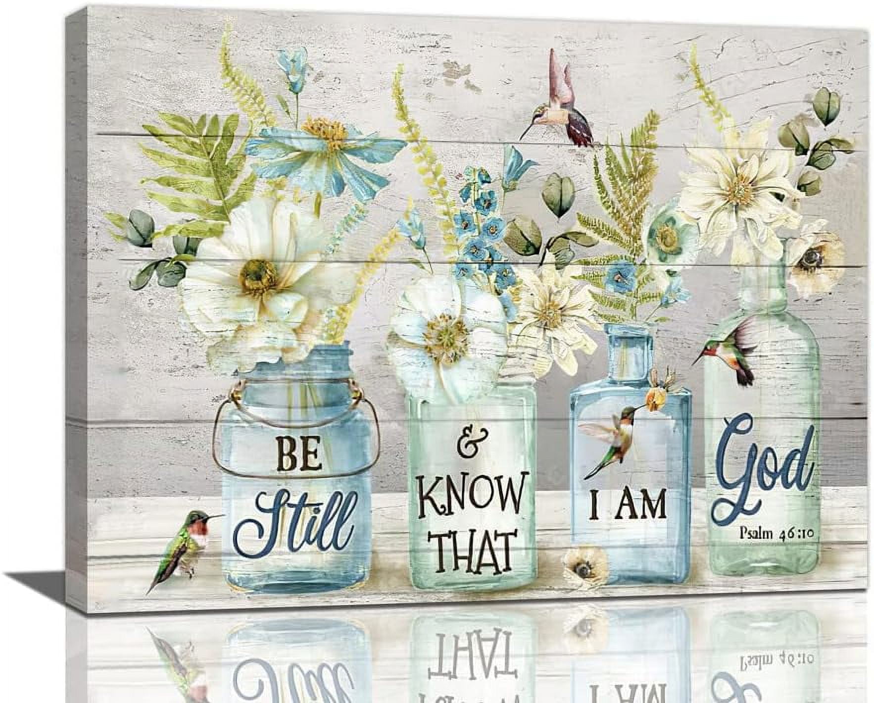 AEFER Farmhouse Bathroom Wall Art Flower Hummingbird Floral Pictures ...