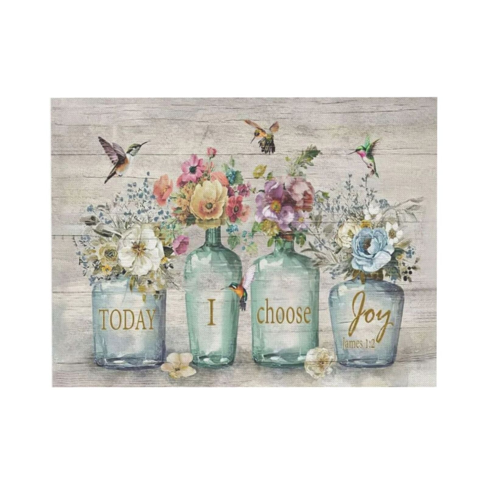 AEFER Farmhouse Bathroom Wall Art Flower Hummingbird Floral Pictures ...