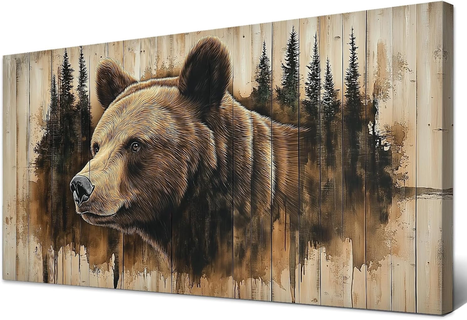 AEFER Farmhouse Bear Wall Art Rustic Bear Picture Wall Decor for Living ...