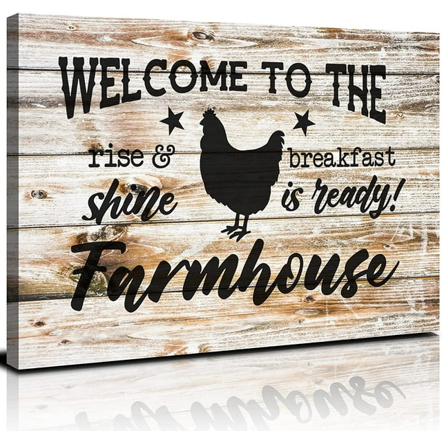 AEFER Farmhouse Canvas Wall Art Welcome Signs Wall Decor for Kitchen ...