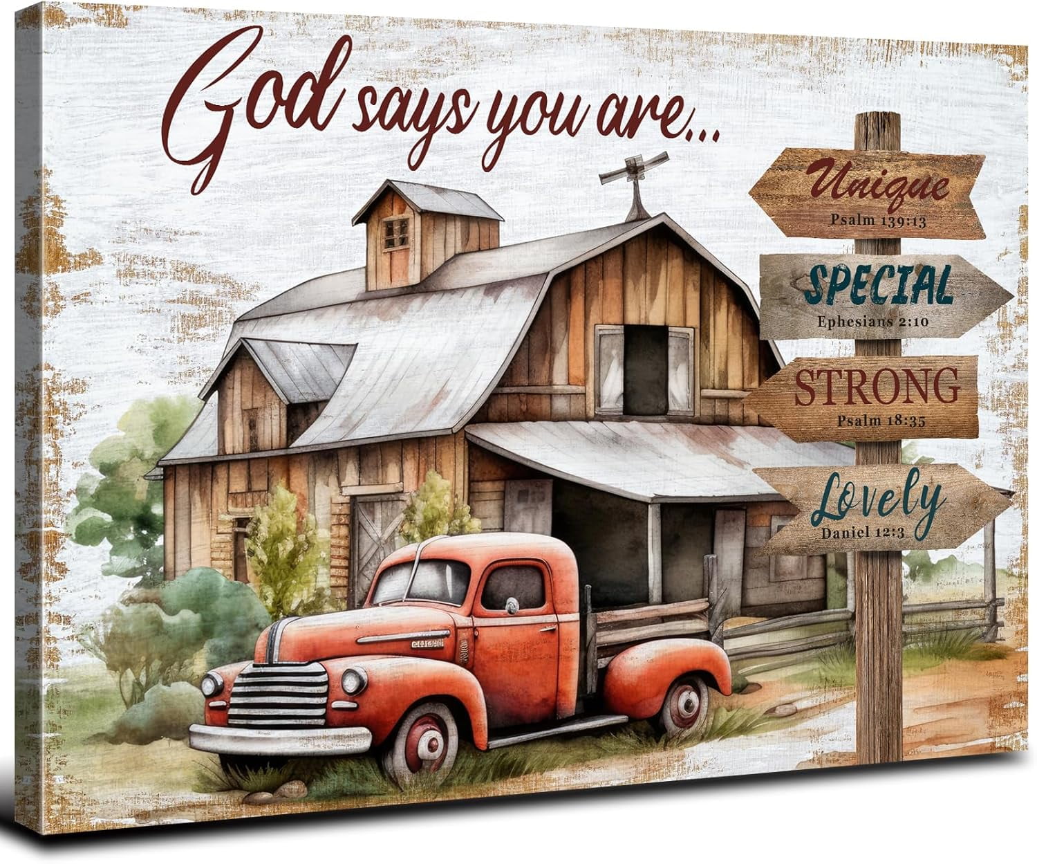 AEFER Farmhouse Christian Wall Decor God Says You Are Wall Art for ...