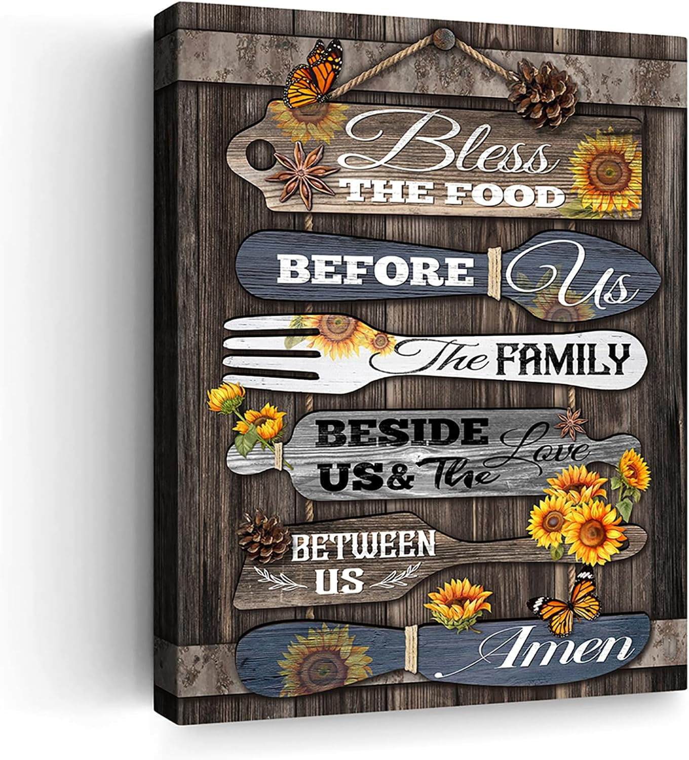 AEFER Farmhouse Country Kitchen Decor Wall Art Rustic Kitchen Signs ...