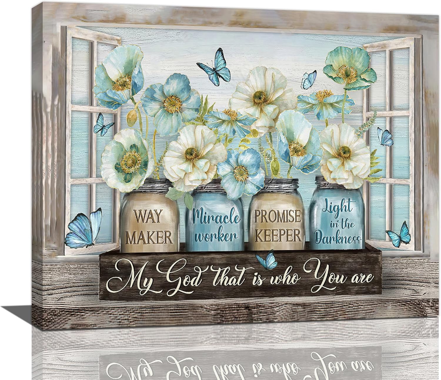 AEFER Farmhouse Floral Wall Art Butterfly Flower Wall Decor Country God ...