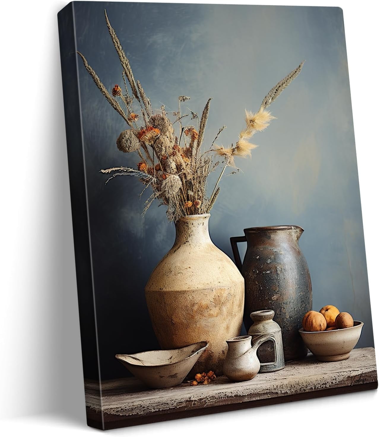 AEFER Farmhouse Flower Canvas Wall Art Rustic Still Life Painting with ...