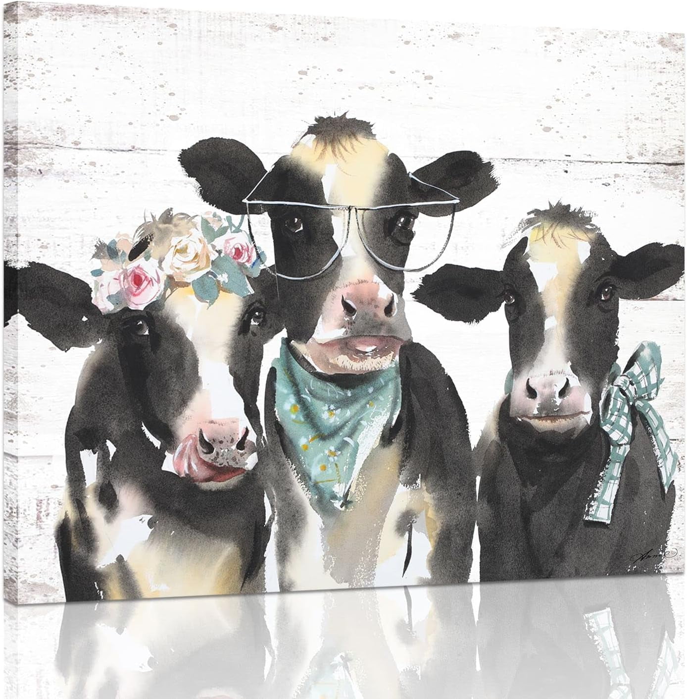 AEFER Farmhouse Highland Cow Wall Art: Rustic Milk Cow Picture for ...