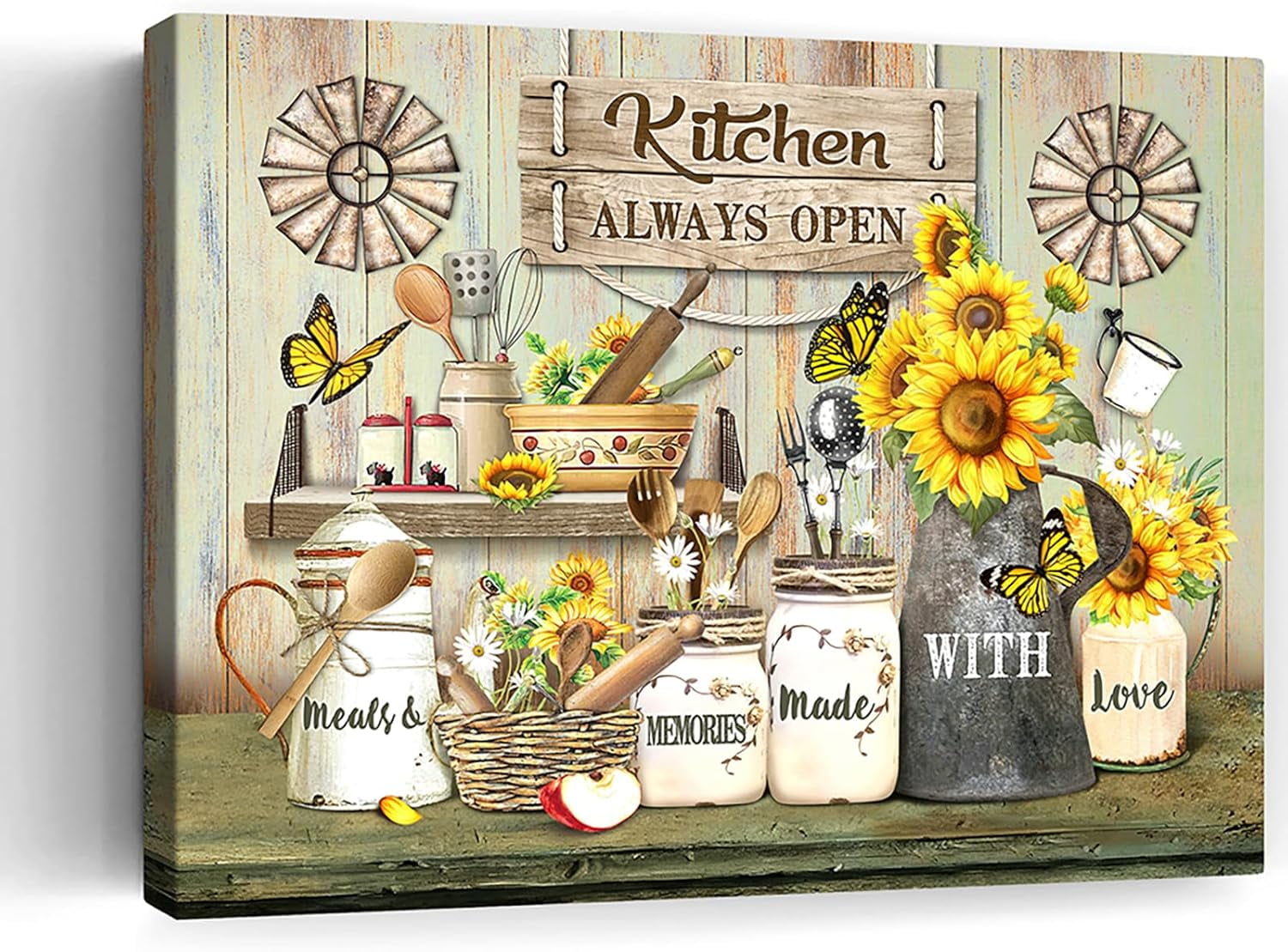 AEFER Farmhouse Kitchen Sunflower Wall Art Country Pictures Wall Decor ...