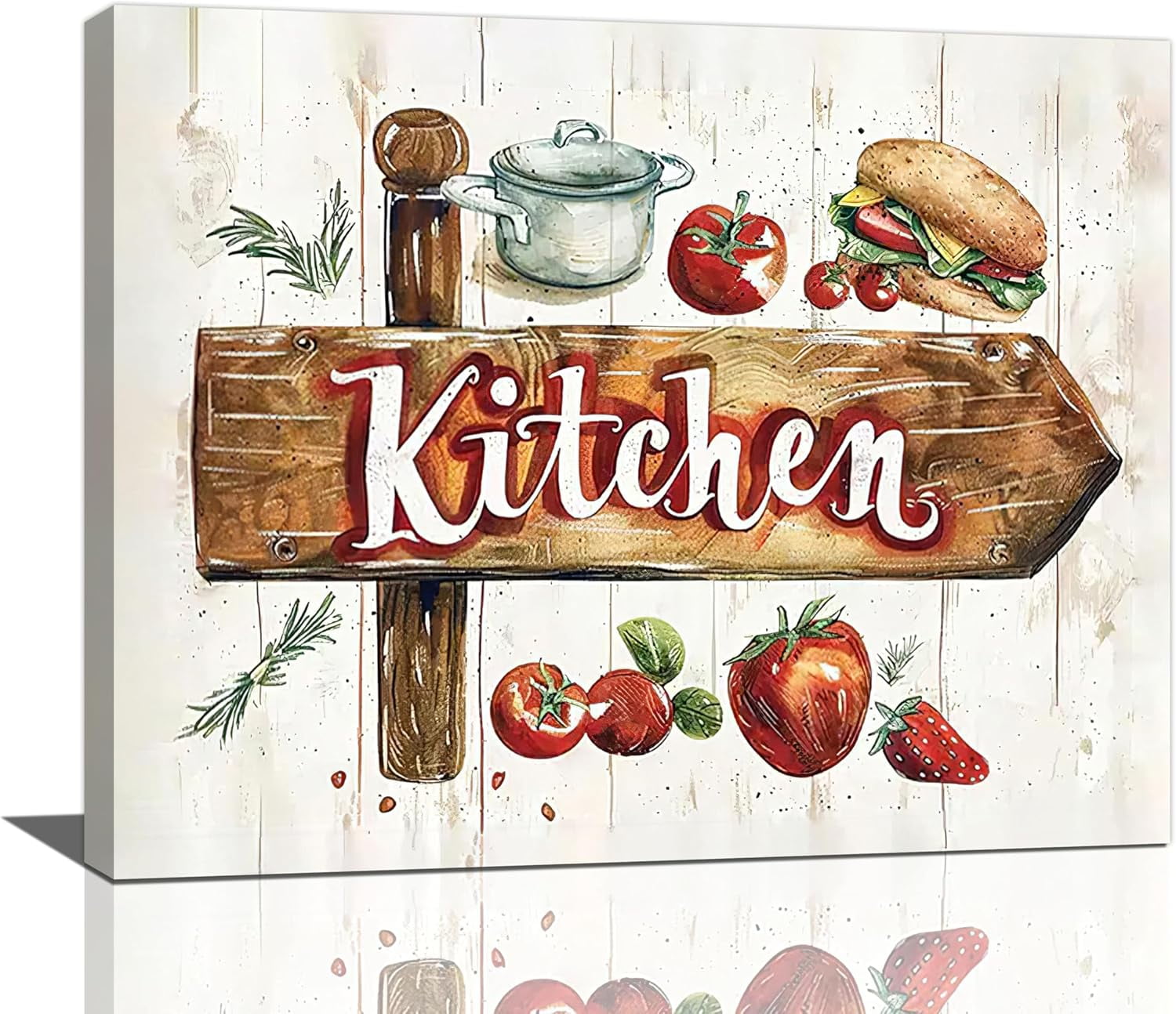 AEFER Farmhouse Kitchen Wall Art Country Kitchen Wall Decor Vegetable ...