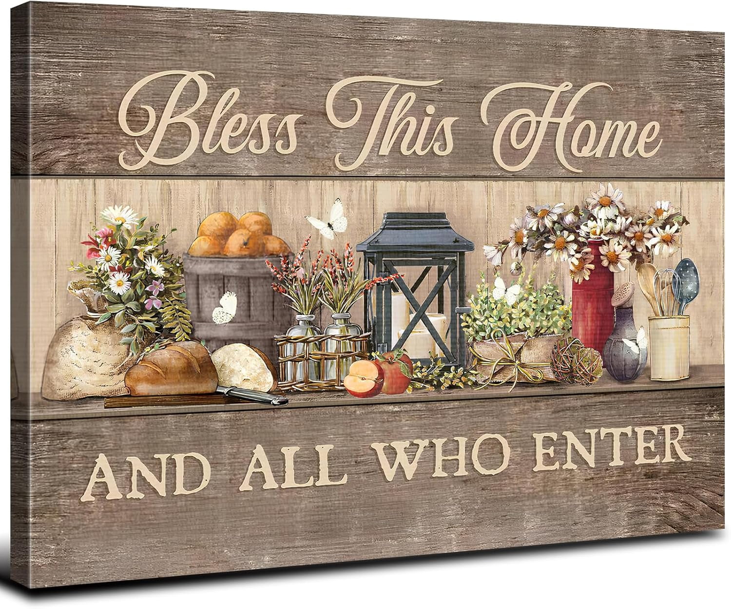 AEFER Farmhouse Kitchen Wall Decor Bless This Home Wall Art Country ...
