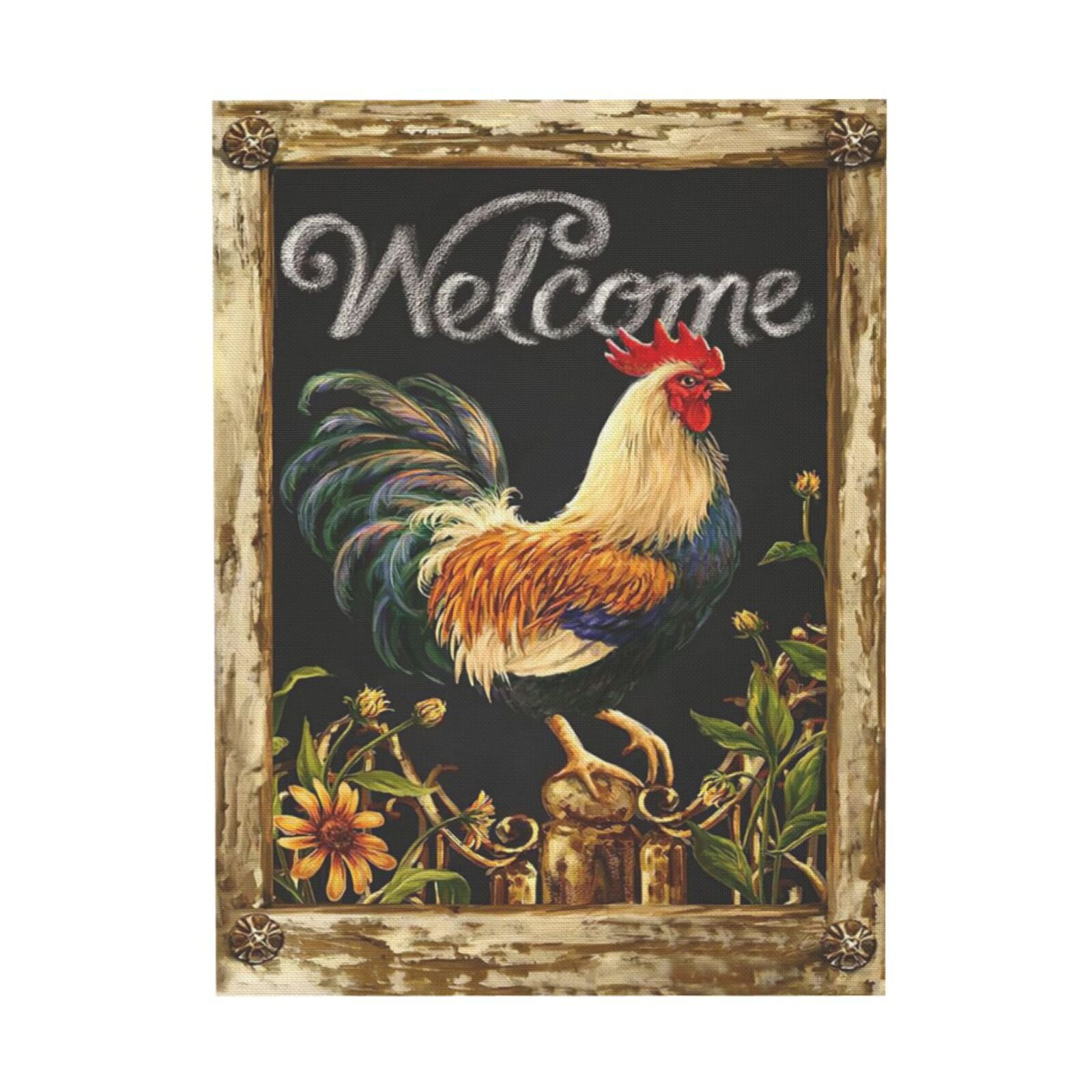 AEFER Farmhouse Rooster Wall Art Rustic Farm Chicken Pictures Wall ...