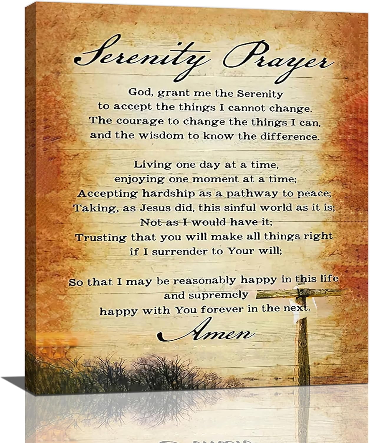 AEFER Farmhouse Serenity Prayer Wall Art Rustic Christian Scripture ...