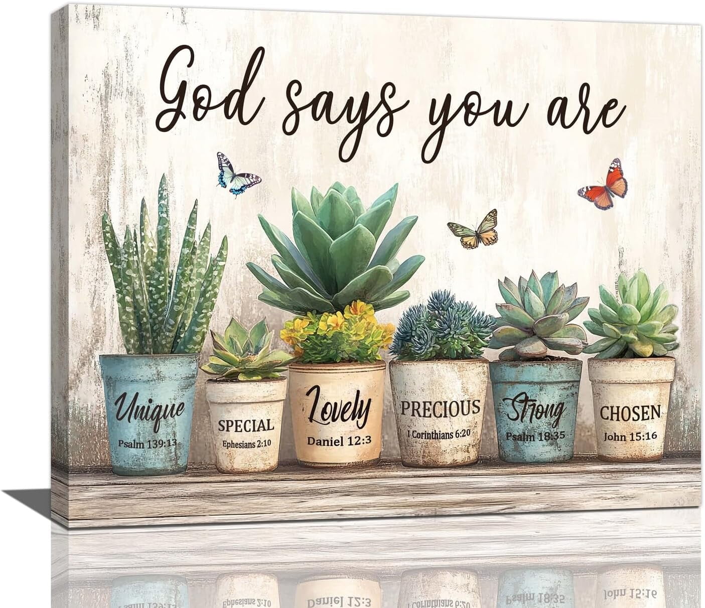 AEFER Farmhouse Succulent Wall Art Rustic Succulent Pictures Decor God ...