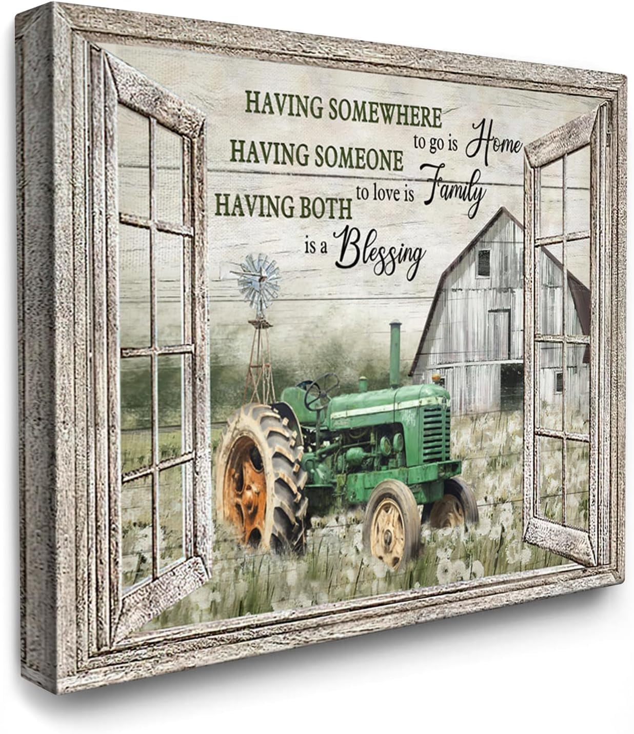 AEFER Farmhouse Tractor Barn Canvas Wall Art Christian Tractor Country ...