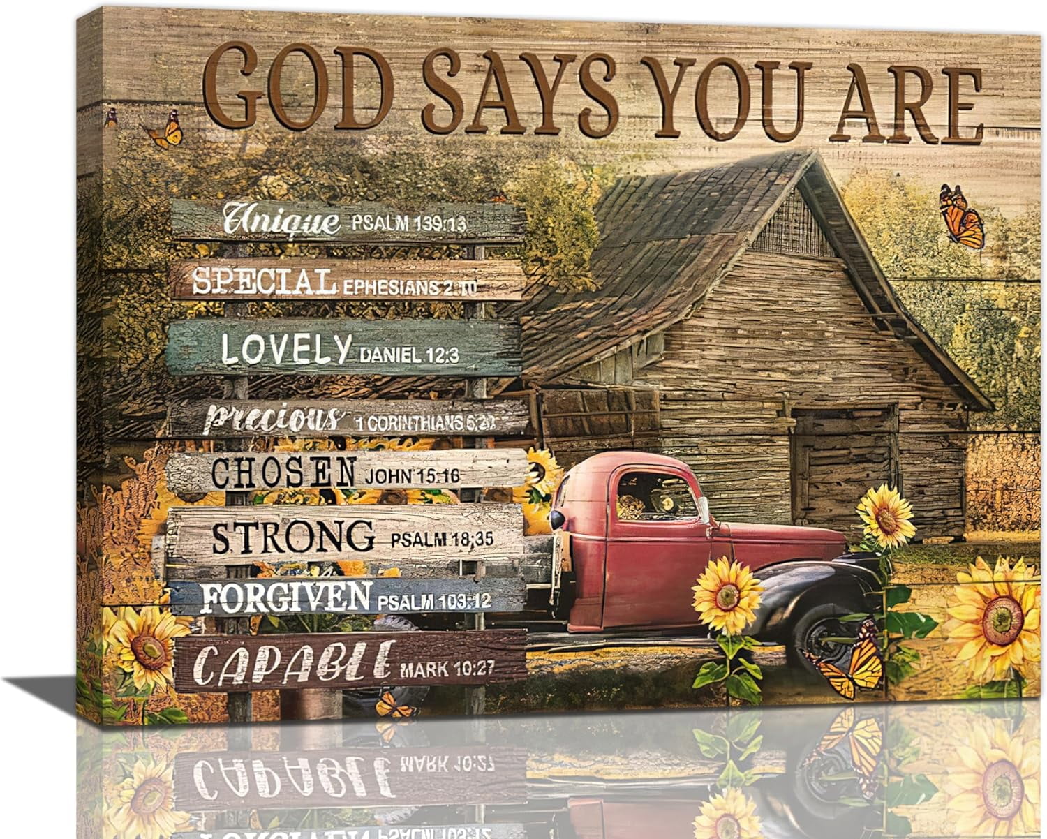 AEFER Farmhouse Truck Bathroom Decor Wall Art Country Vintage Bible ...