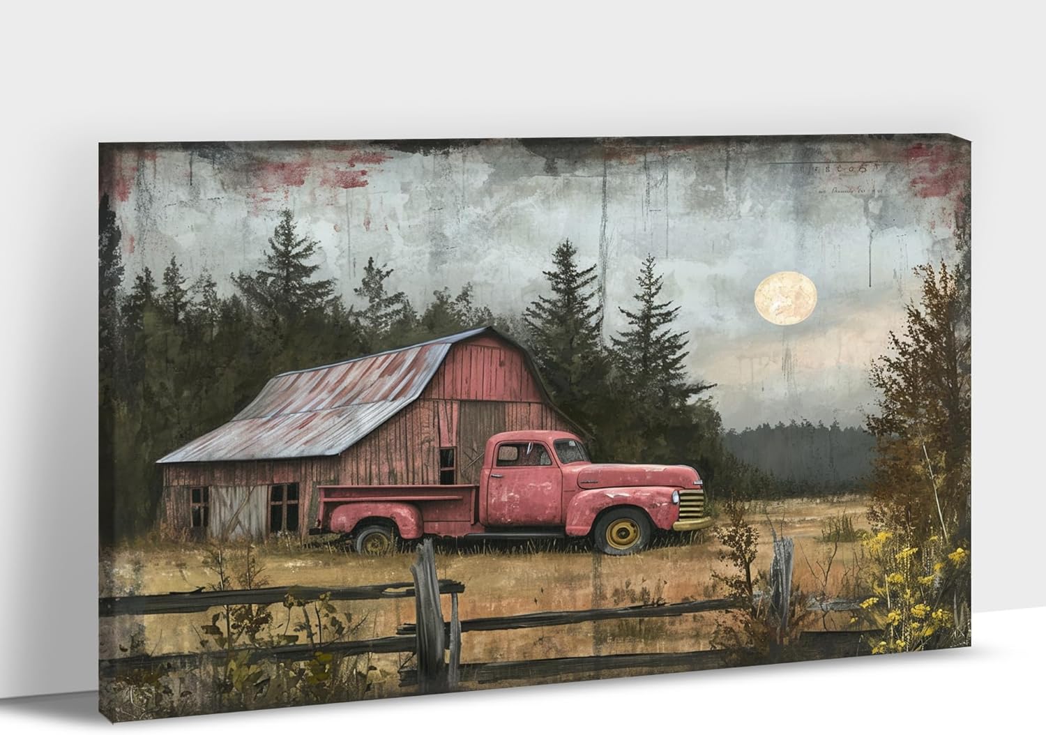 AEFER Farmhouse Truck Wall Ar, Old Truck Canvas Prints, Barn Picture ...