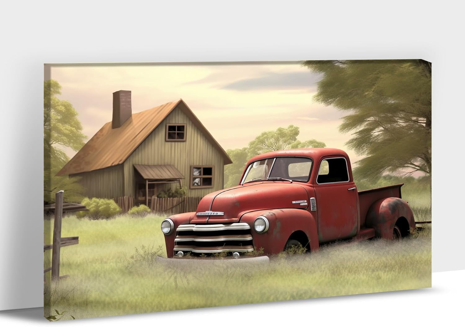 AEFER Farmhouse Truck Wall Art, Old Truck Canvas Prints, Barn Picture ...