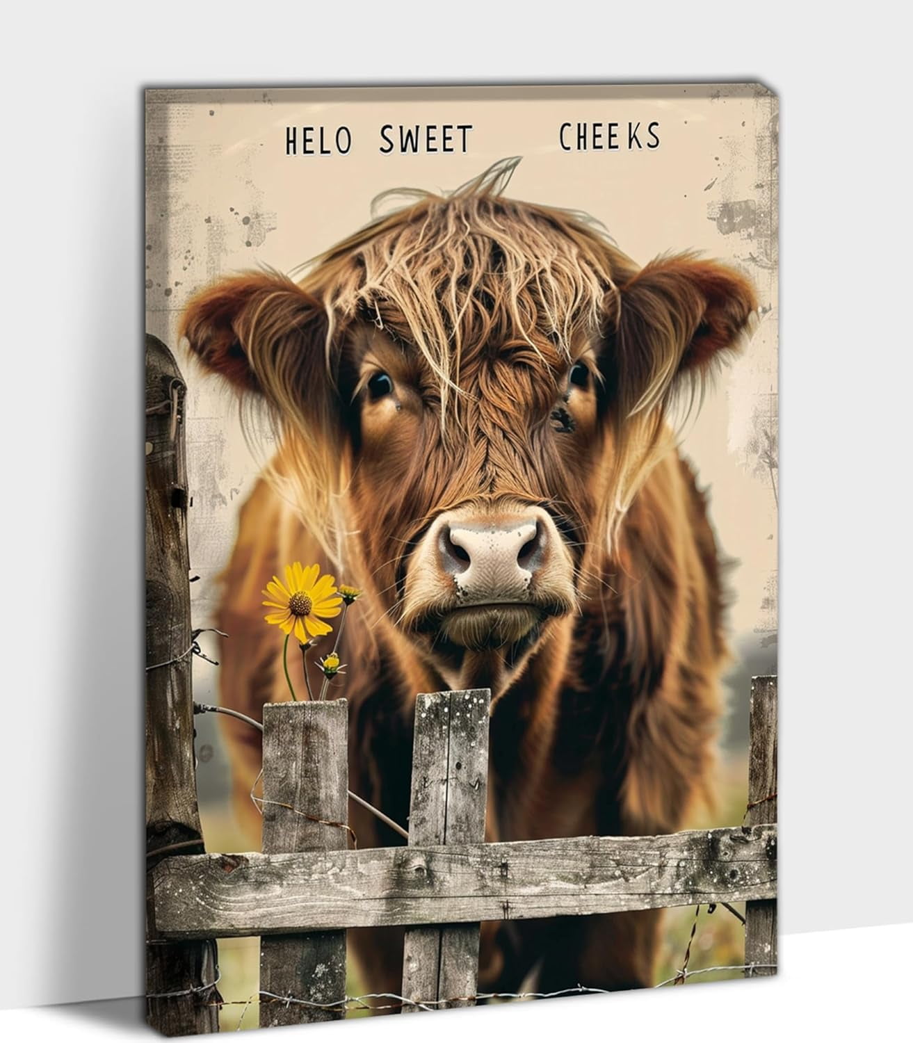 AEFER Farmhouse Wall Art Cow Wall Painting, Highland Cow Picture Rustic ...