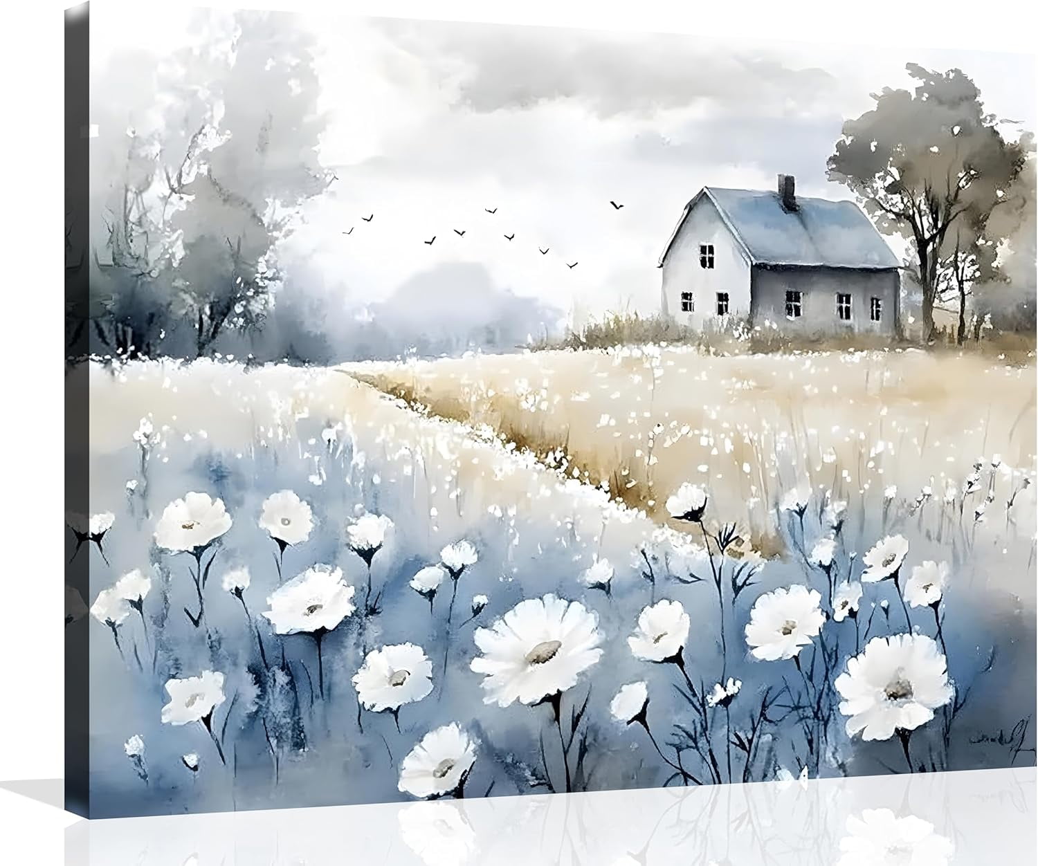 AEFER Farmhouse Wall Art Field Painting Wall Art Vintage Countryside ...