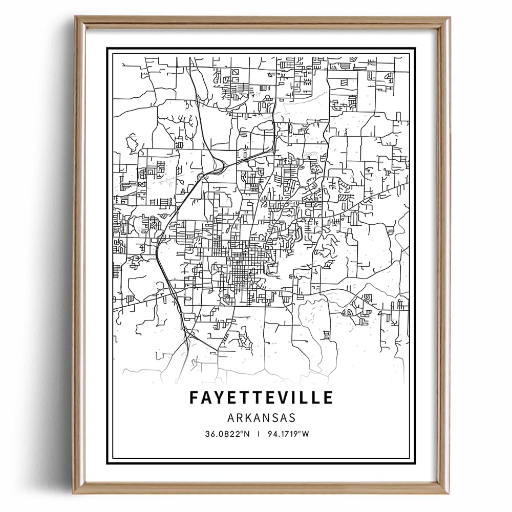 AEFER Fayetteville Vintage Poster - Minimalist Black White Wall Art ...