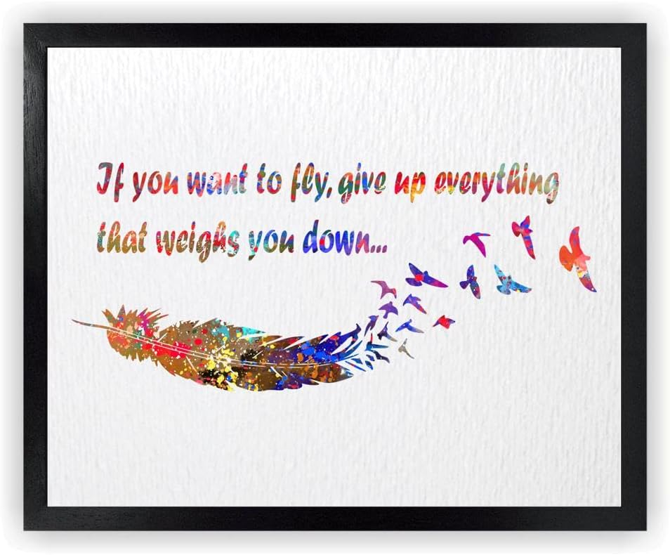 AEFER Feather Motivational Inspirational Inspiring Quotes Watercolor ...