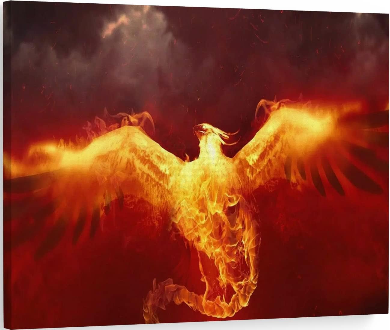 AVOI Fire Phoenix Wall Art Canvas Poster Prints Burning Rising Phoenix Bird Decor Chinese Dragon ...