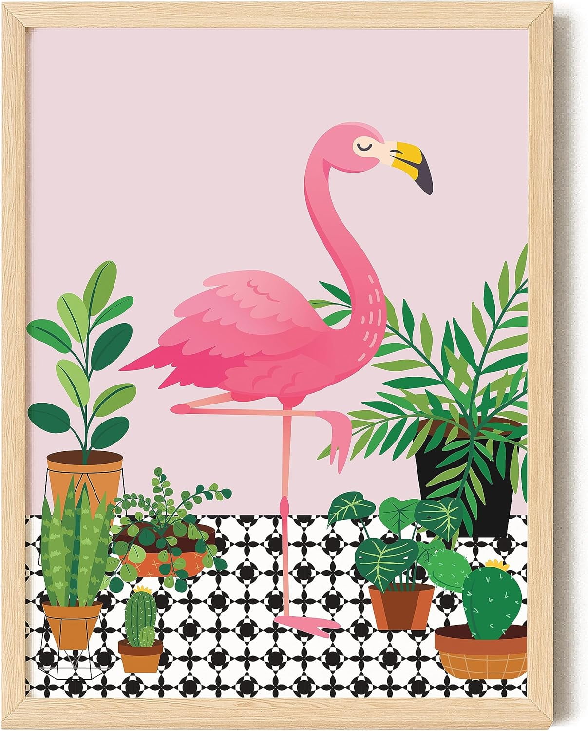 AEFER Flamingo Wall Art - 12x16 Flamingos Decor Pink, Boho Flamingos ...