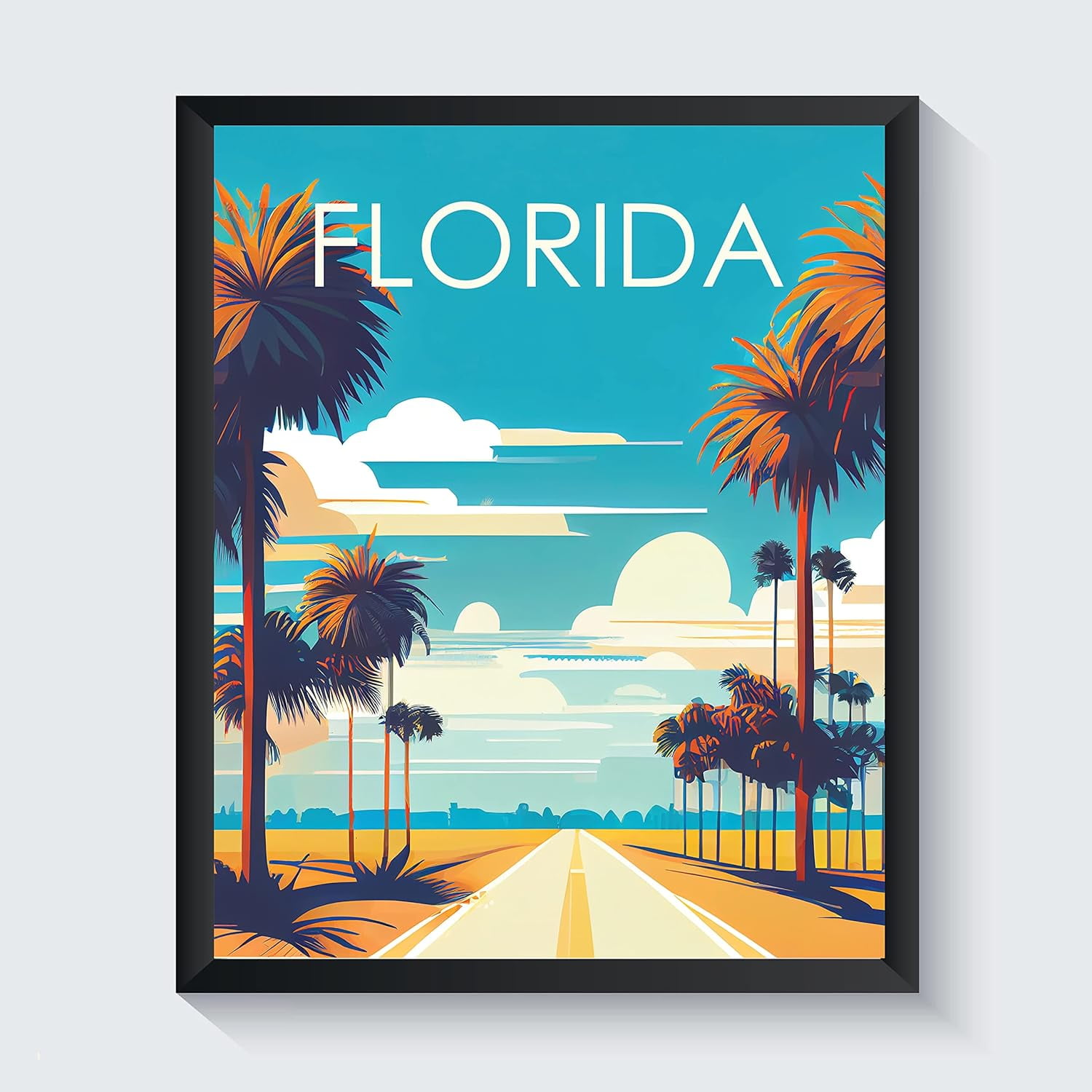 AEFER Florida Art Print, Poster Wall Art Decor, State Map Travel Poster ...