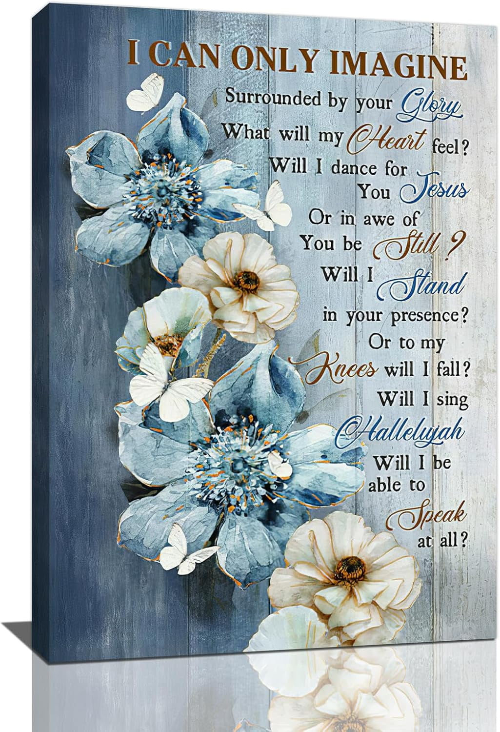 AEFER Flower Bathroom Wall Art Blue Floral Blossom Wall Decor Farmhouse ...