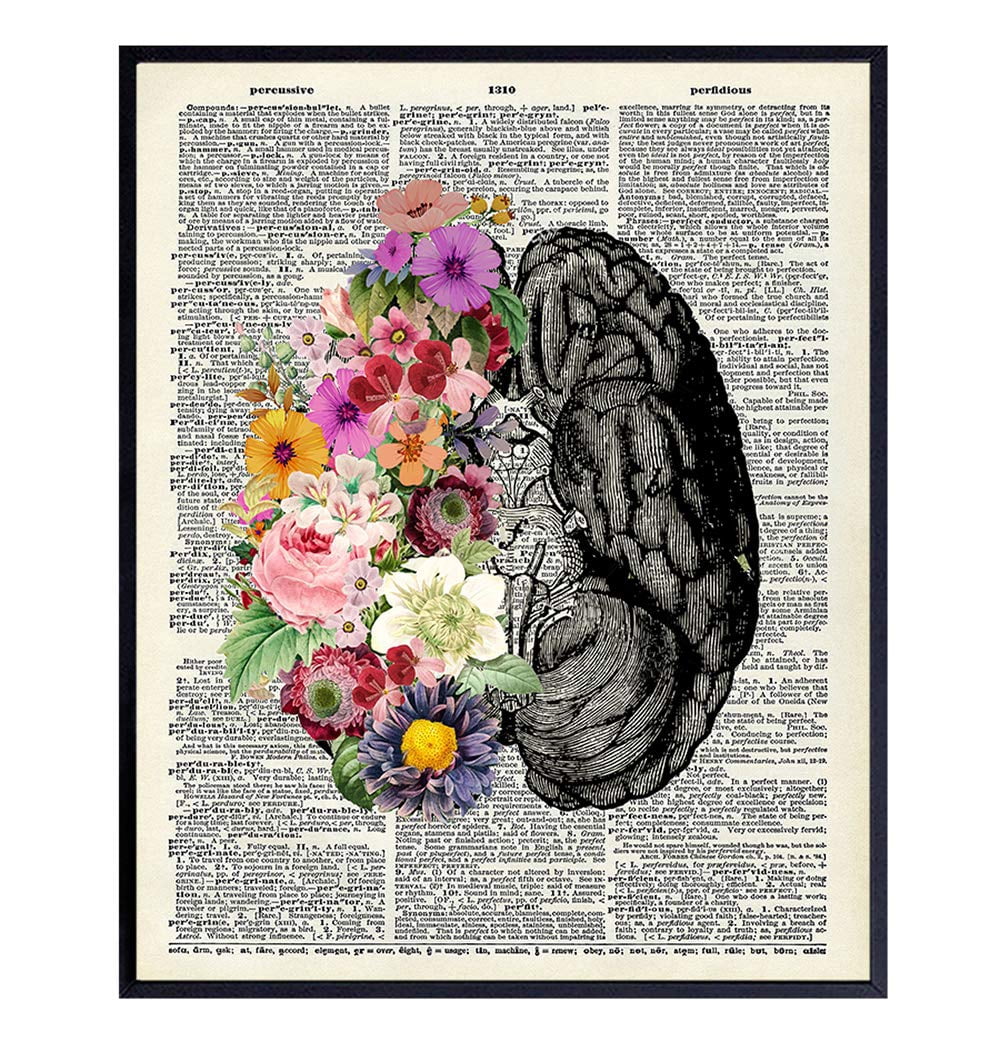 AEFER Flower Brain Dictionary Art Print-Vintage Upcycled Wall Art ...