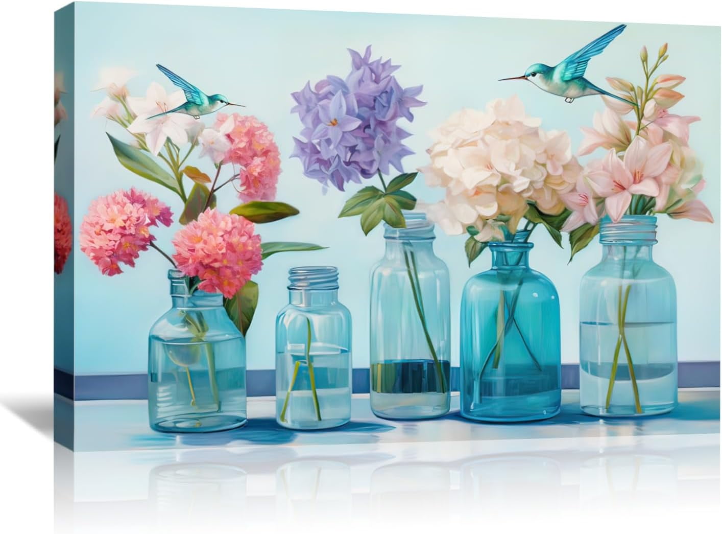 AEFER Flower Canvas Wall Art Bathroom Wall Decor Flower in Bottle ...