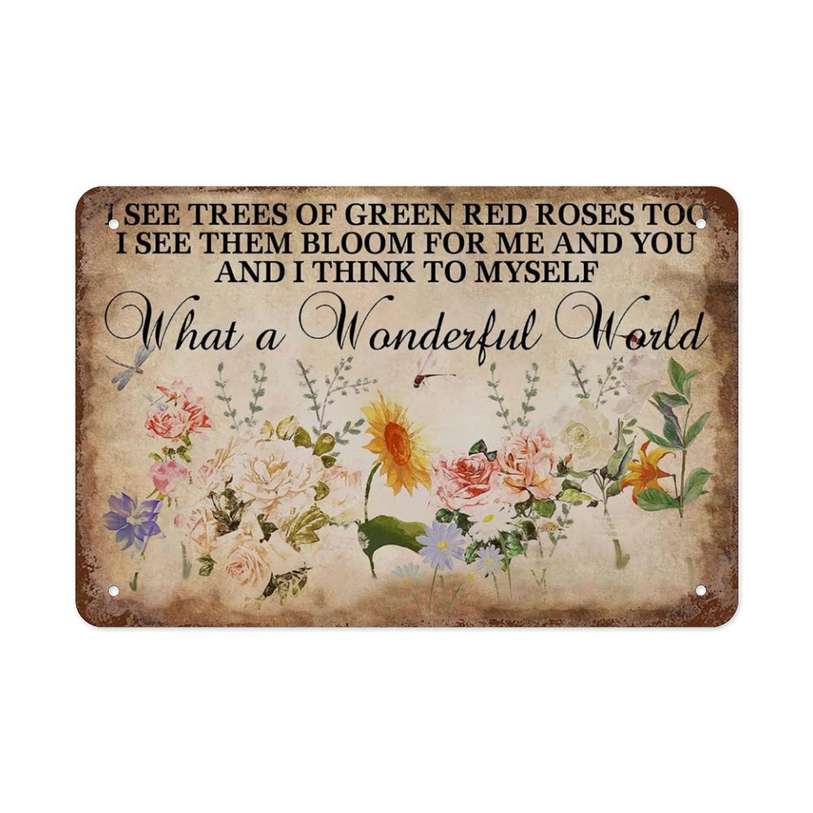 AEFER Flower Tin Sign Vintage Garden Metal Signs, And I Think To Myself ...