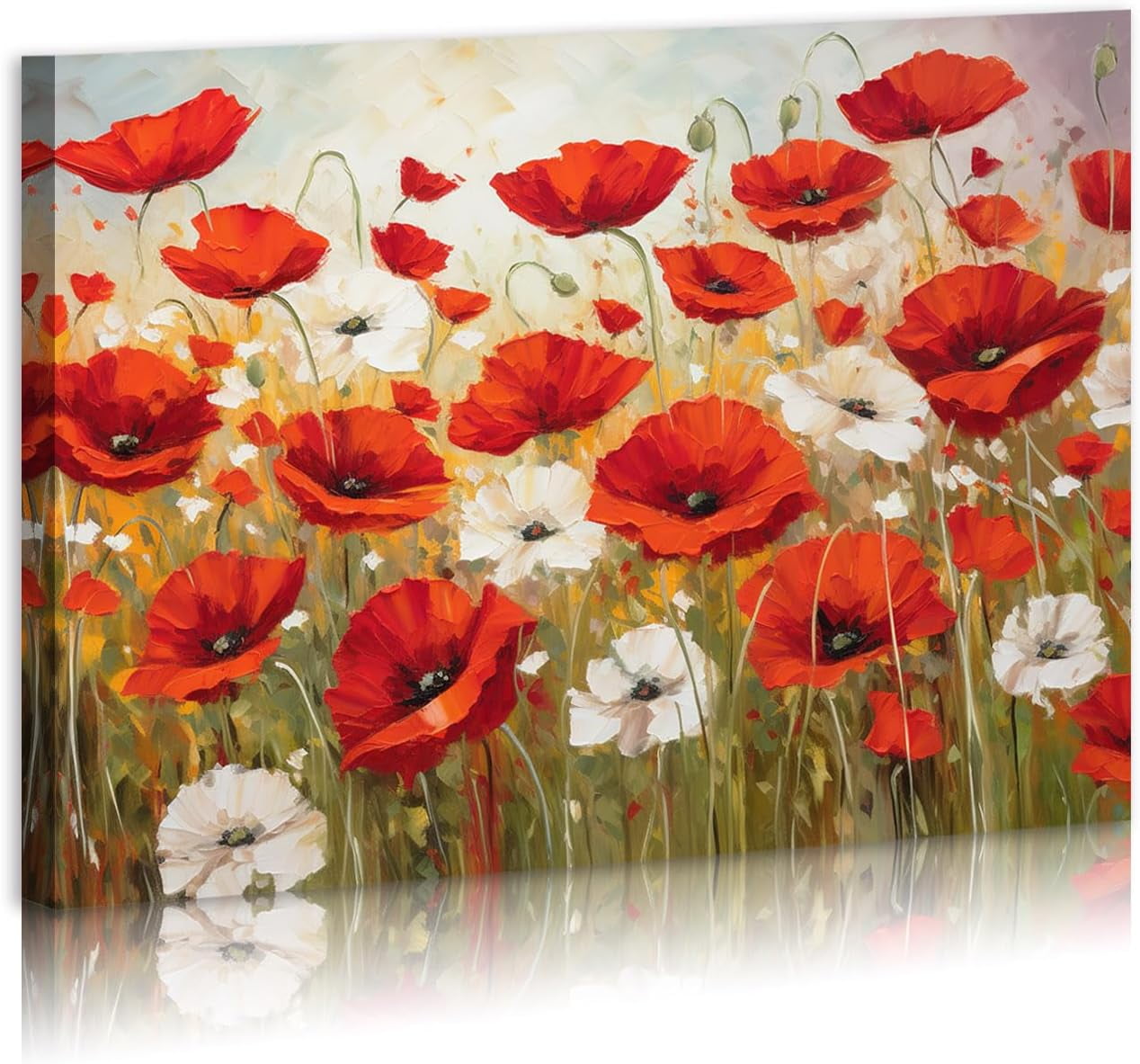 AEFER Flower Wall Art Red Floral Canvas Wall Art Flower Pictures Wall ...