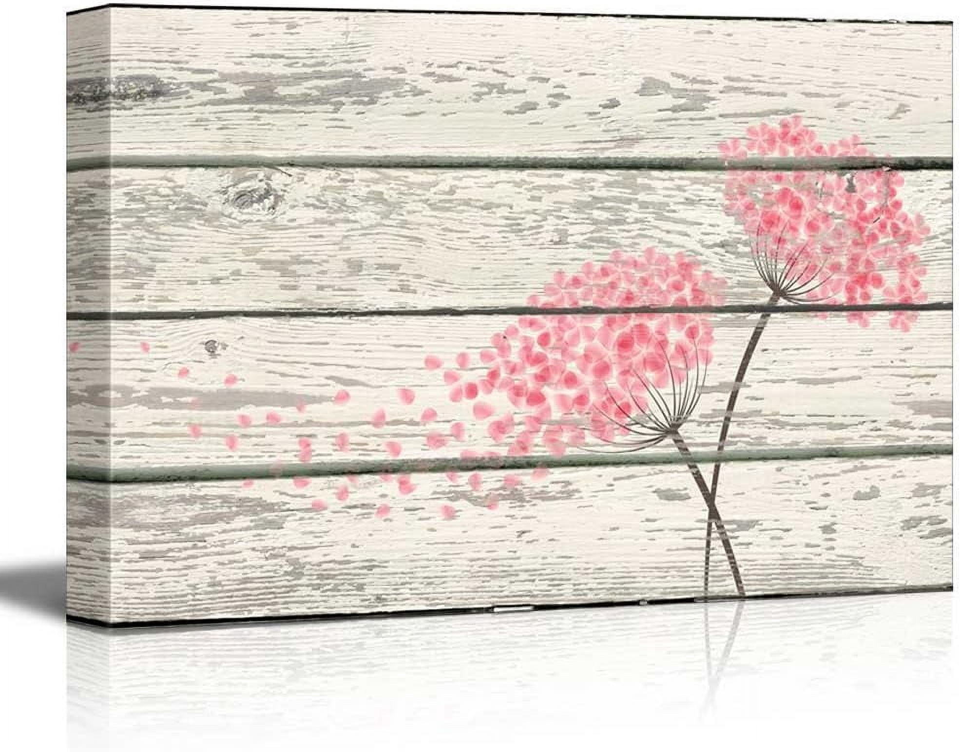 AEFER Flowering Pink Blowing in Wind Artworkd- Rustic Canvas Wall Art ...