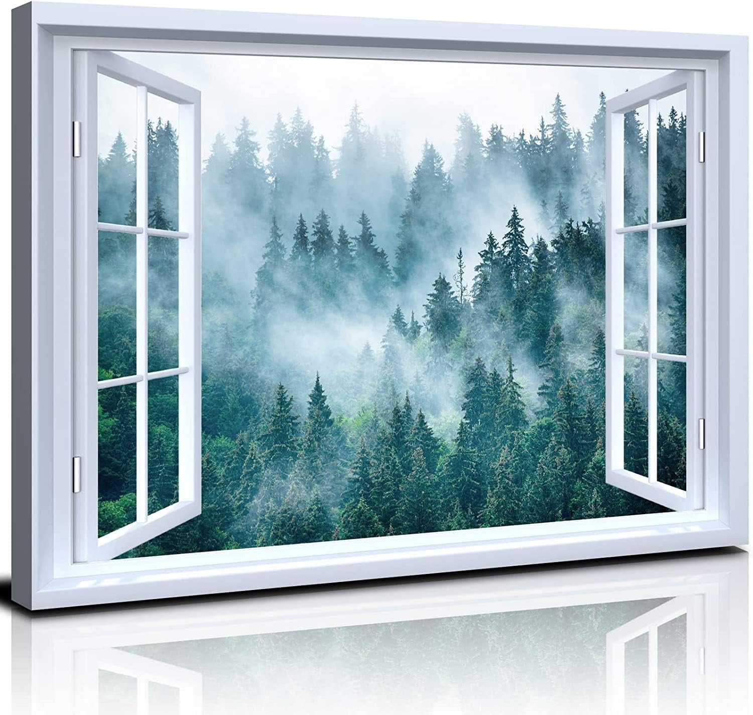 AEFER Foggy Forest Wall Art Pine Tree Wall Decor Nature Pictures Forest ...