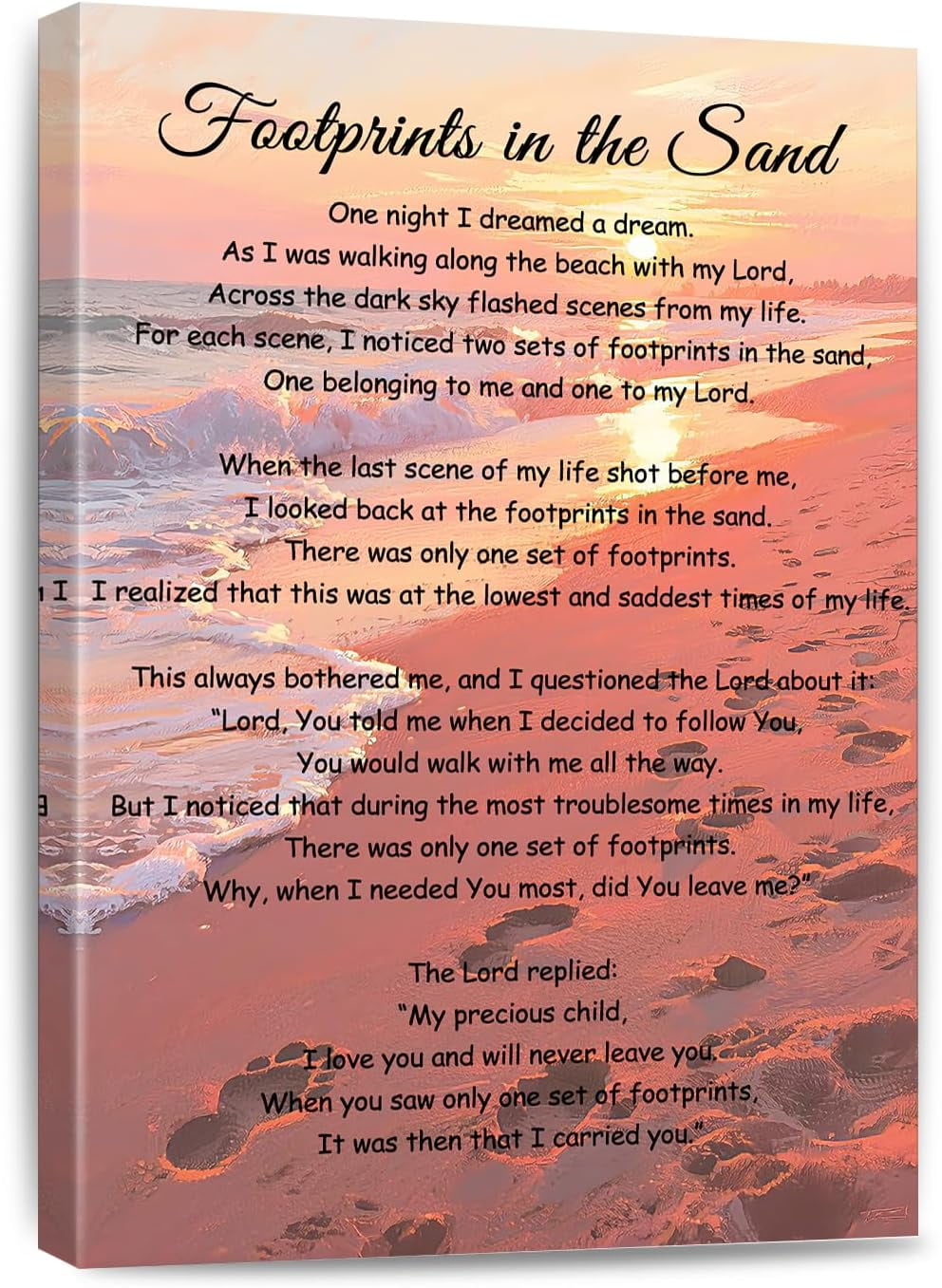 AEFER Footprints In The Sand Wall Art Religious Poem Poster Jesus ...