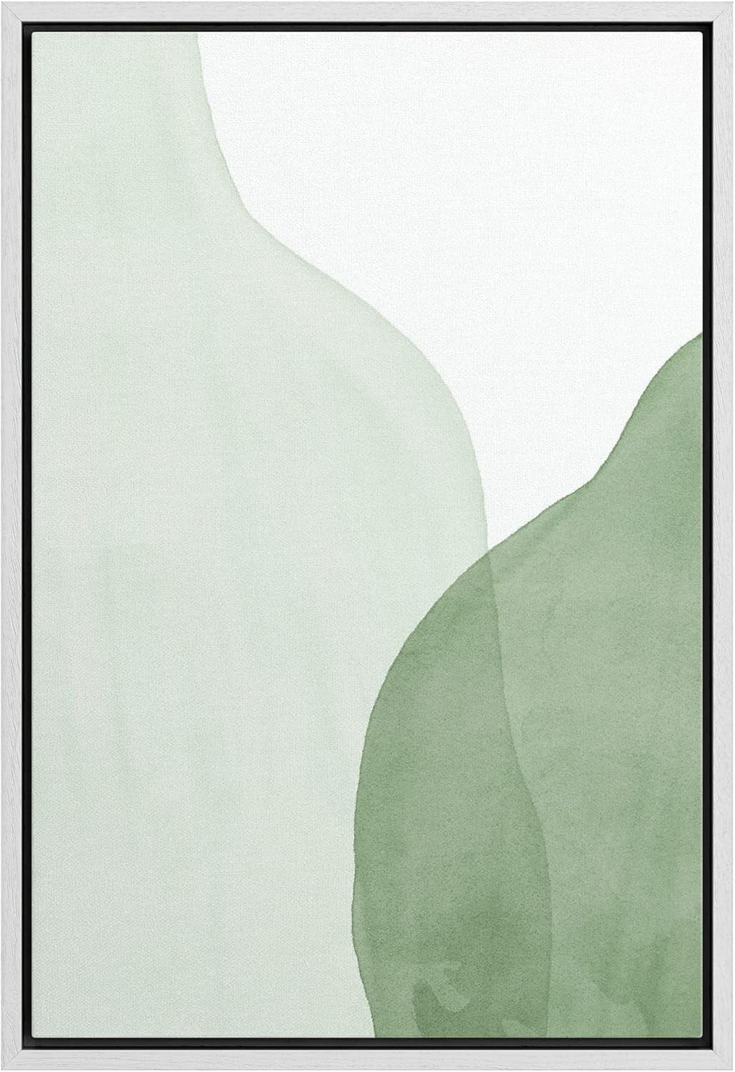 AEFER Framed Canvas Print Wall Art Abstract Light & Dark Green Overlay ...