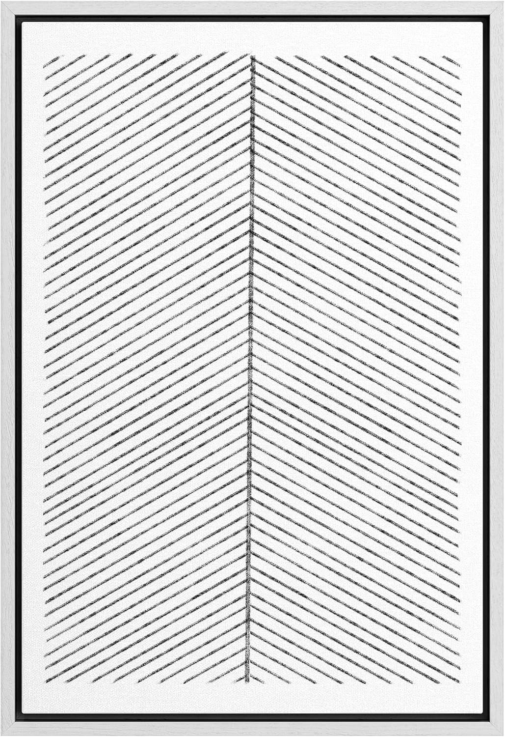 AEFER Framed Canvas Print Wall Art Black White Geometric Angle Line ...