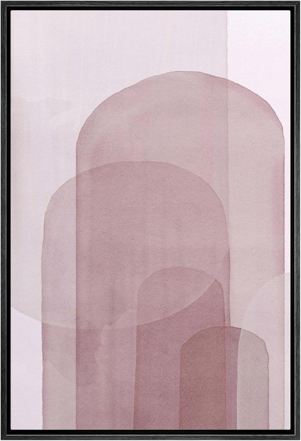 AEFER Framed Canvas Print Wall Art Brown Abstract Shape Collage ...